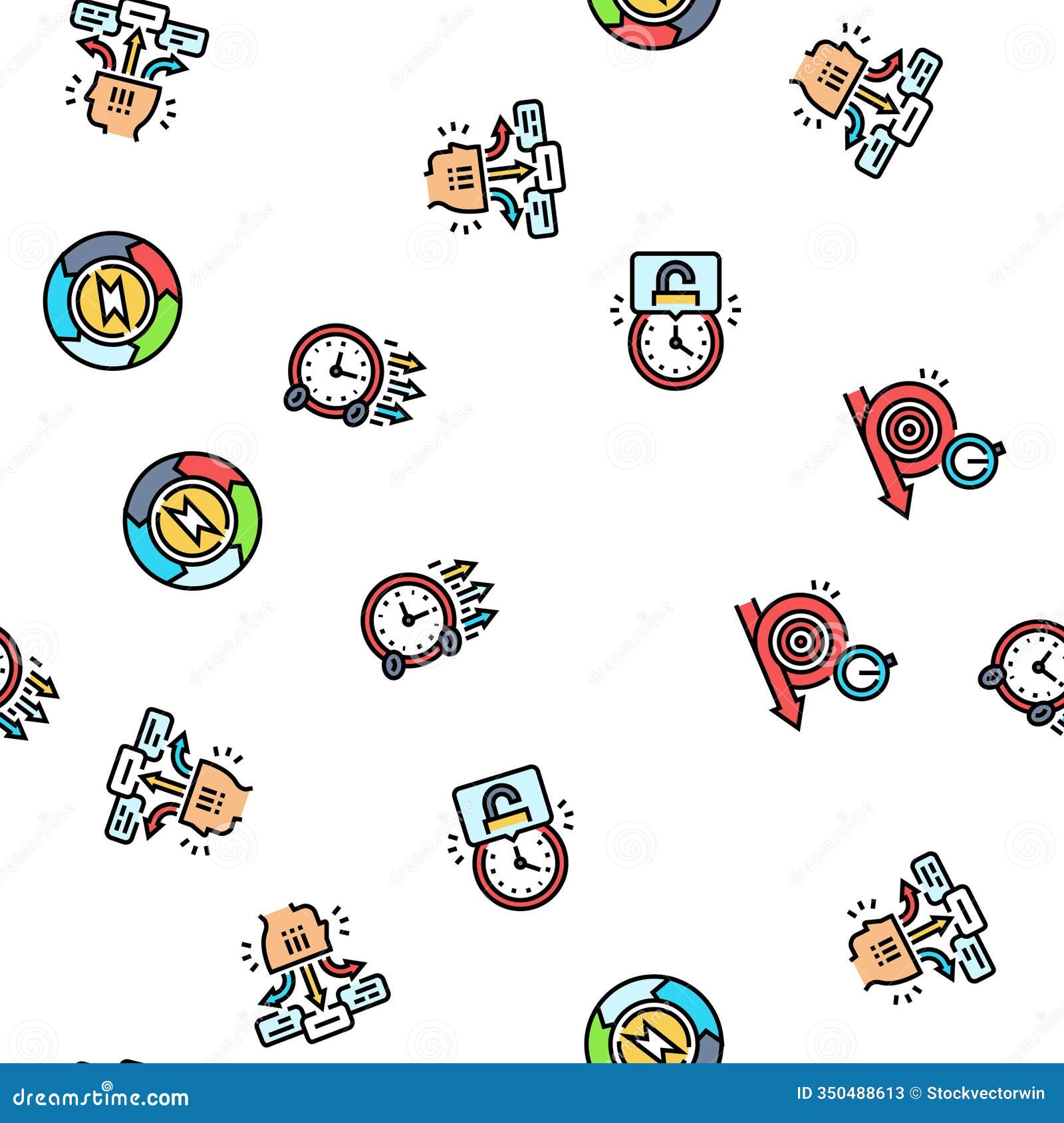 Time Management Clock Work Seamless Pattern Vector Stock Illustration ...