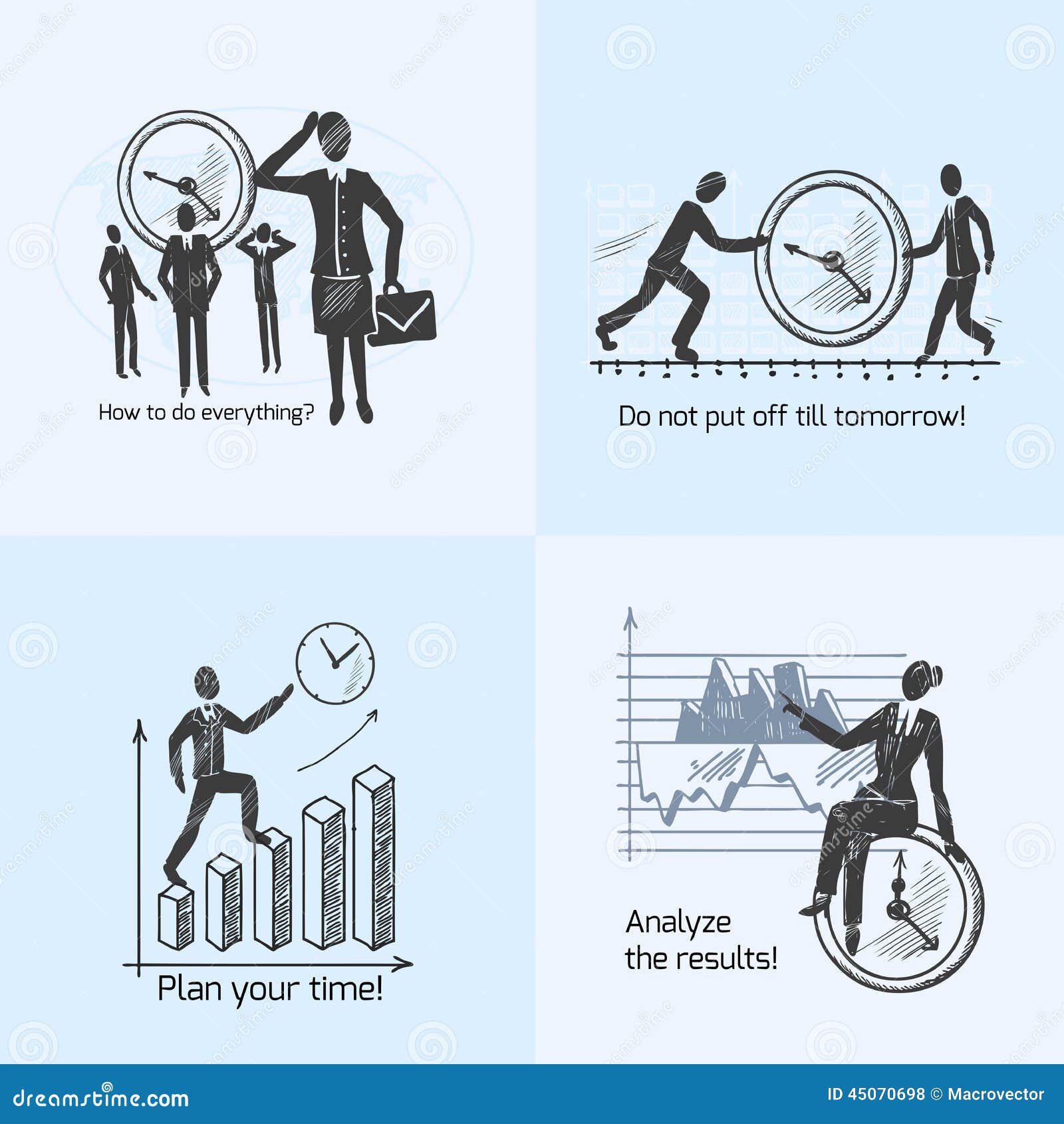 Time Management Composition Sketch Stock Vector - Illustration of ...