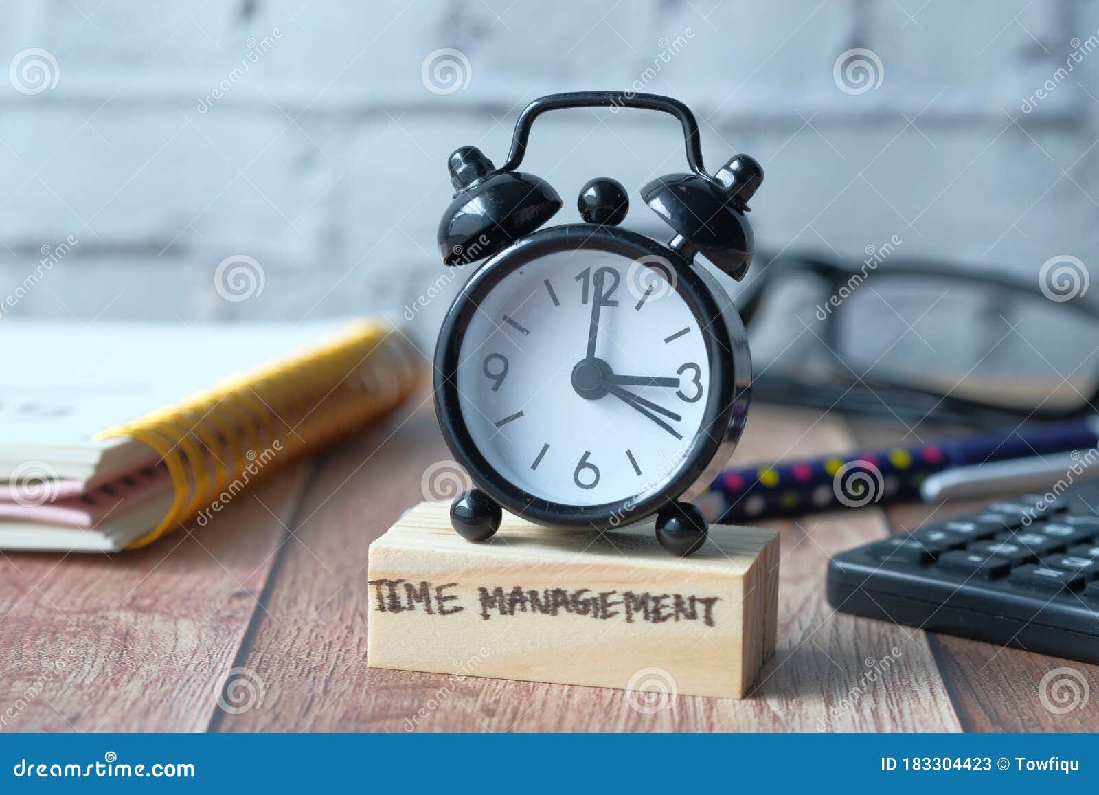 Time Management Concept with Alarm Clock on Table. Stock Image - Image ...