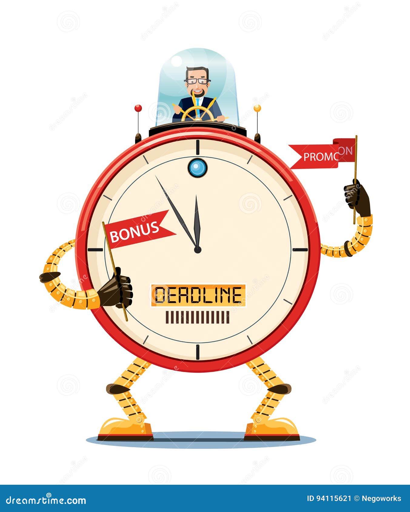 Time Management Concept. a Boss Controlling a Giant Clock Robot Stock ...
