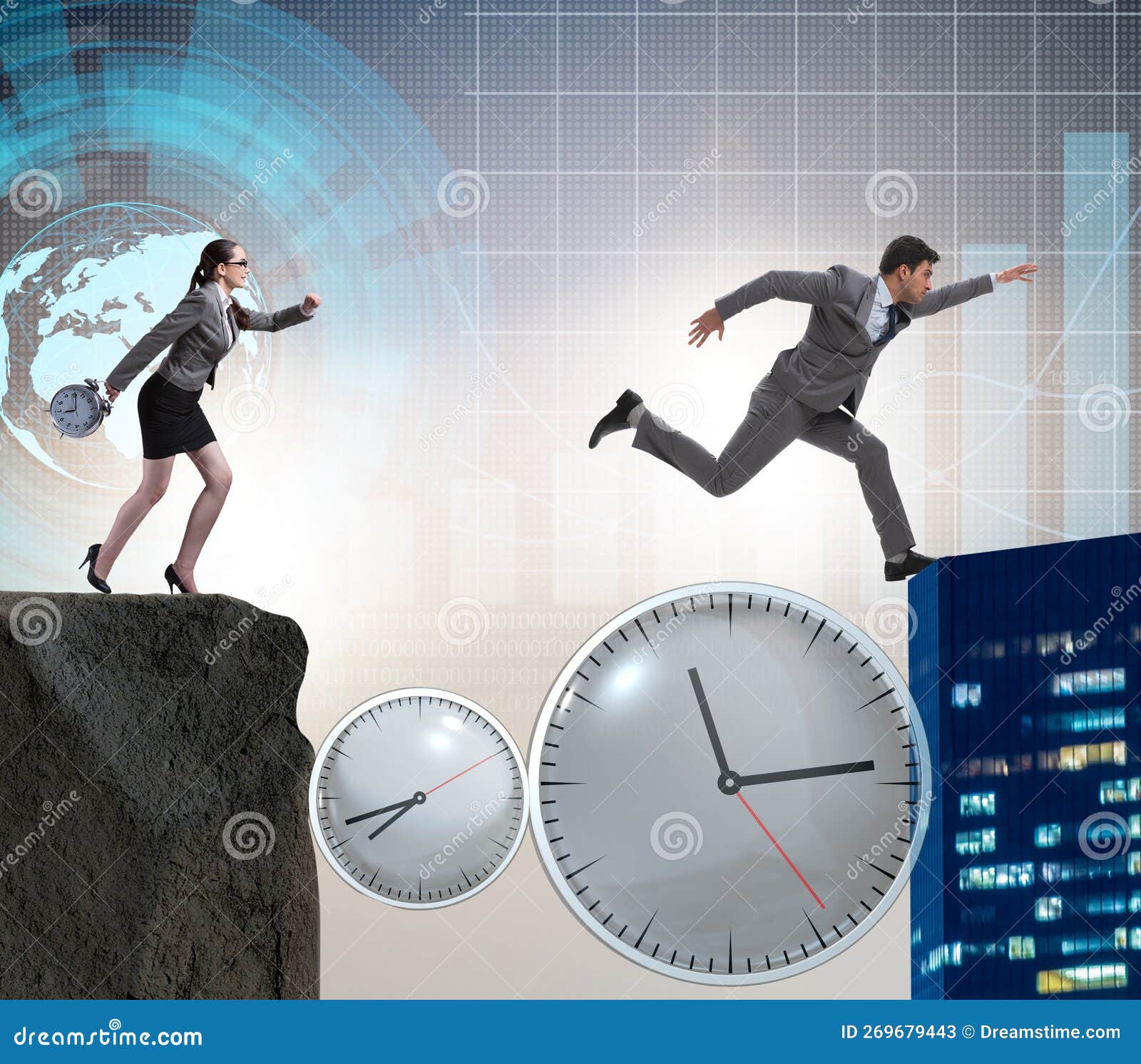 Time Management Concept with Business People Stock Illustration ...
