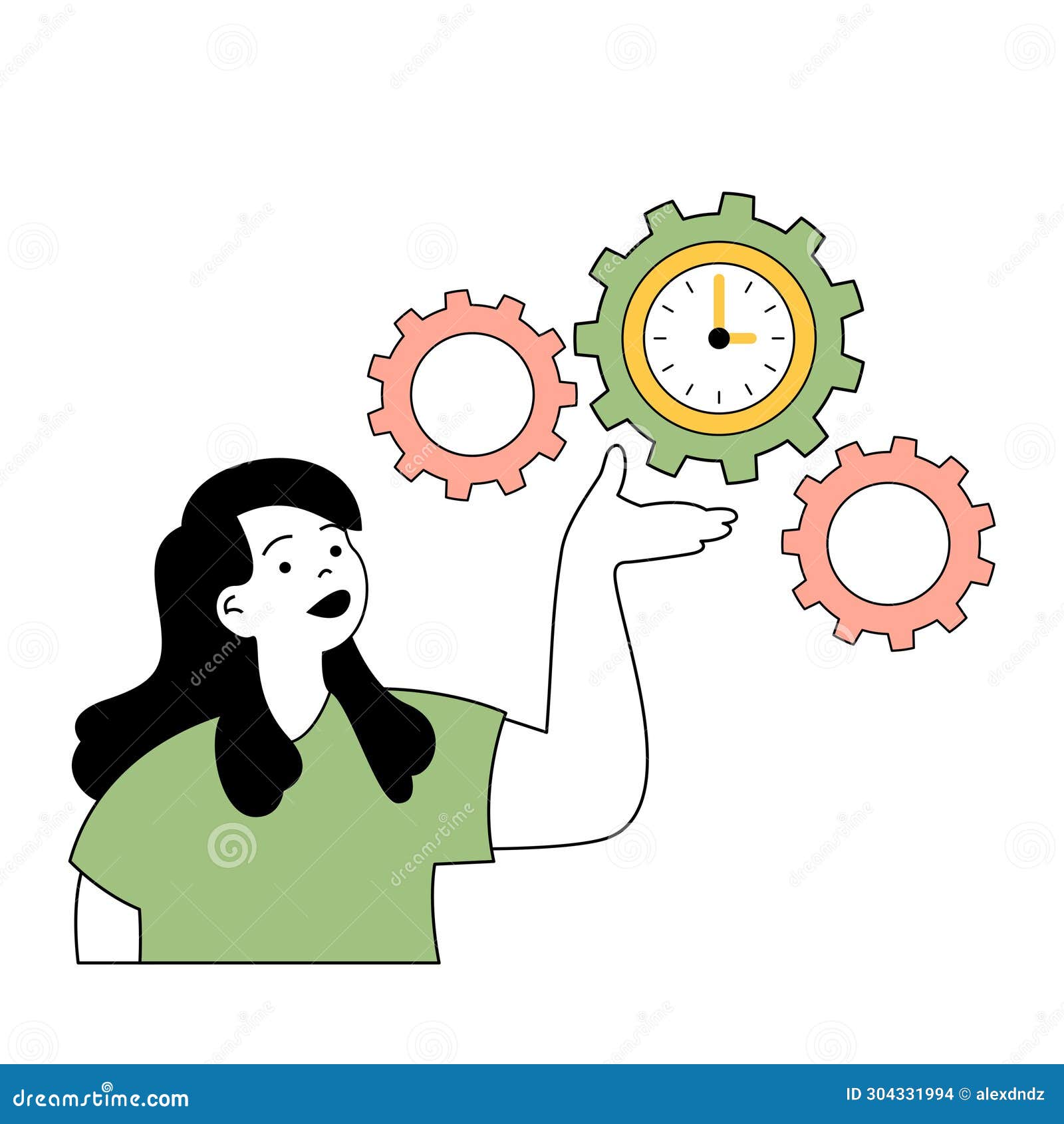 Time Management Concept with Cartoon People in Flat Design for Web ...