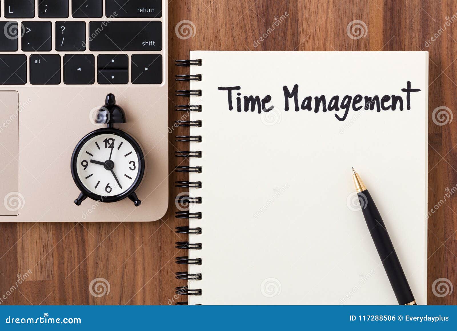 Time Management Concept with Clock on Computer Stock Photo - Image of ...
