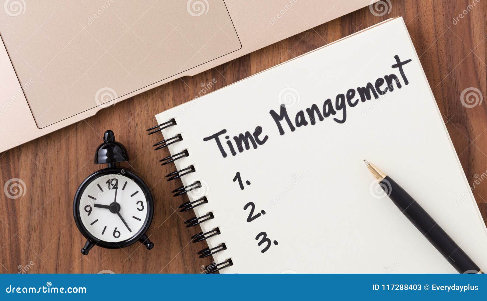 Time Management Concept with Clock and List Stock Image - Image of list ...