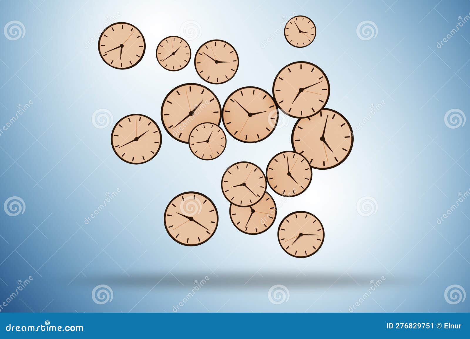 Time Management Concept with Many Clocks Stock Illustration ...