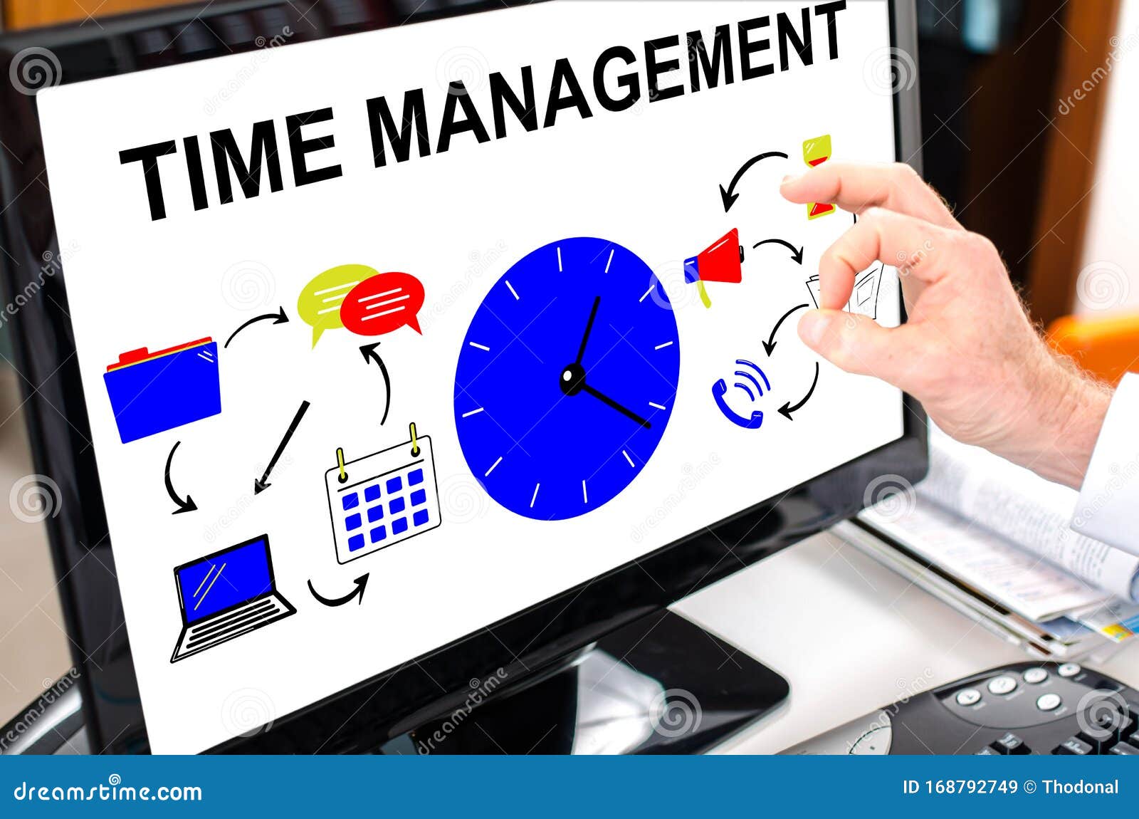 Time Management Concept on a Computer Monitor Stock Image - Image of ...