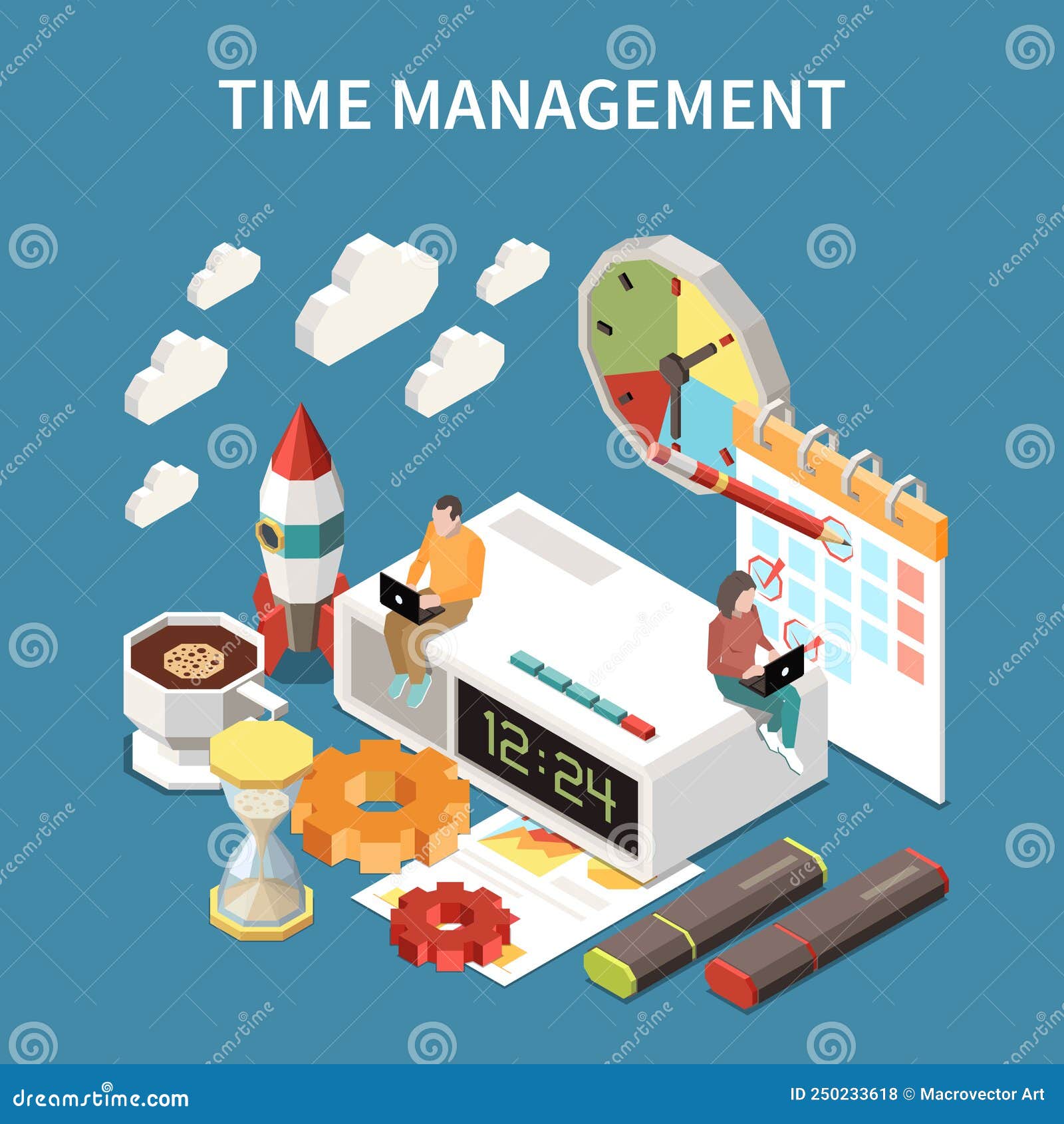 Time Management Concept stock vector. Illustration of design - 250233618