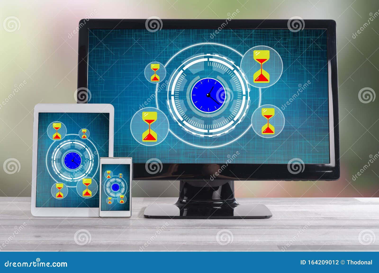 Time Management Concept on Different Devices Stock Photo - Image of ...