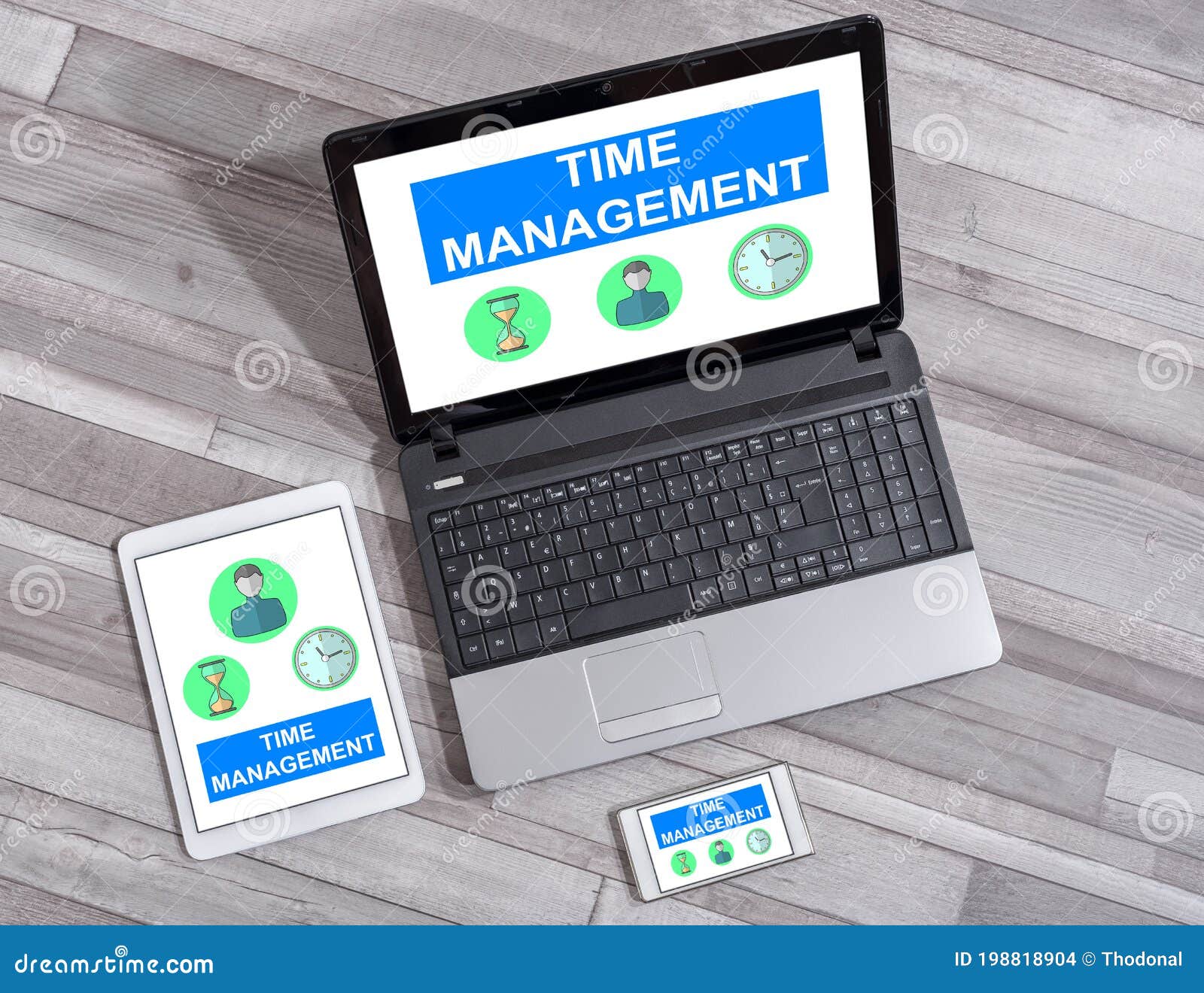 Time Management Concept on Different Devices Stock Photo - Image of ...