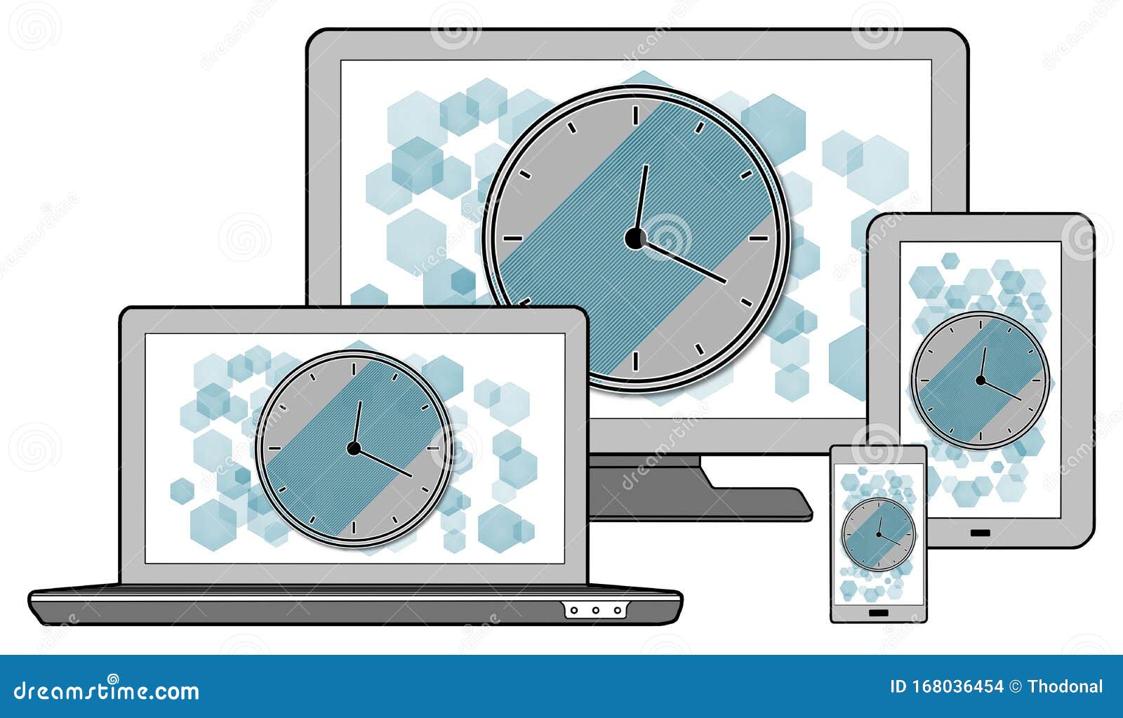 Time Management Concept on Different Devices Stock Illustration ...