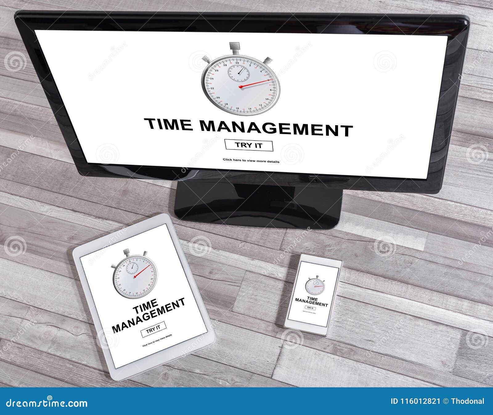 Time Management Concept on Different Devices Stock Illustration ...