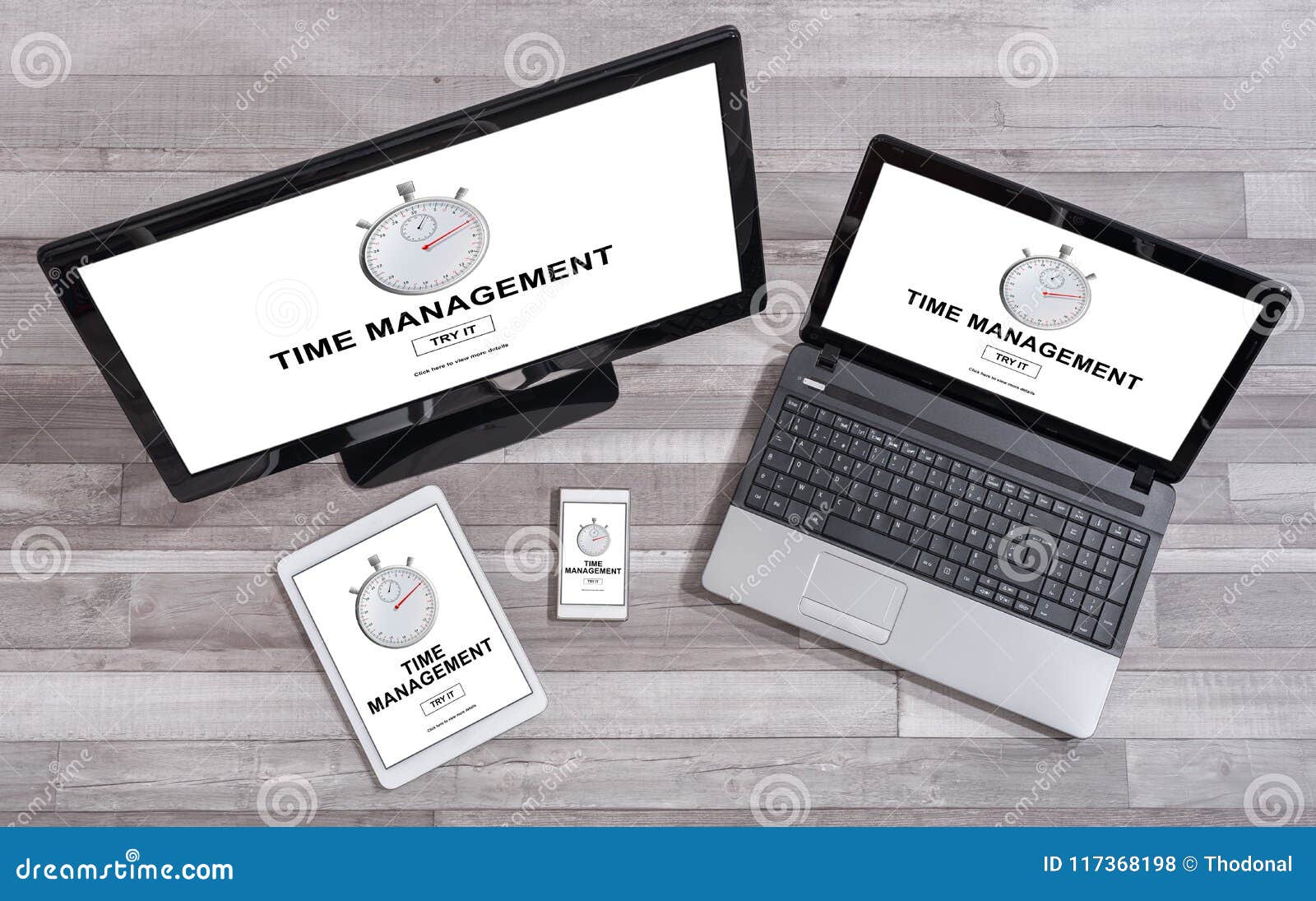 Time Management Concept on Different Devices Stock Photo - Image of ...