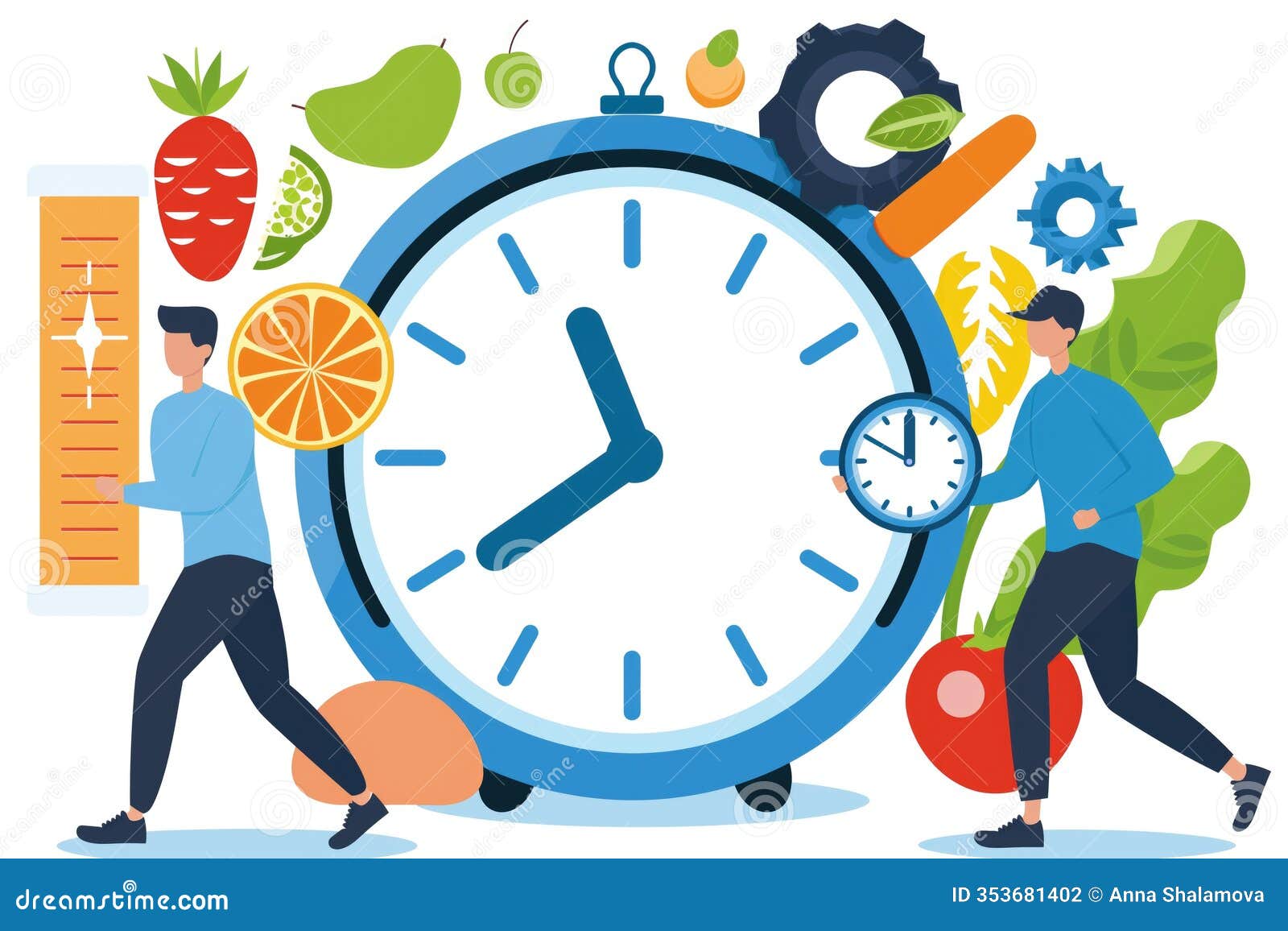 Time Management Concept with Healthy Lifestyle and Nutrition Elements ...