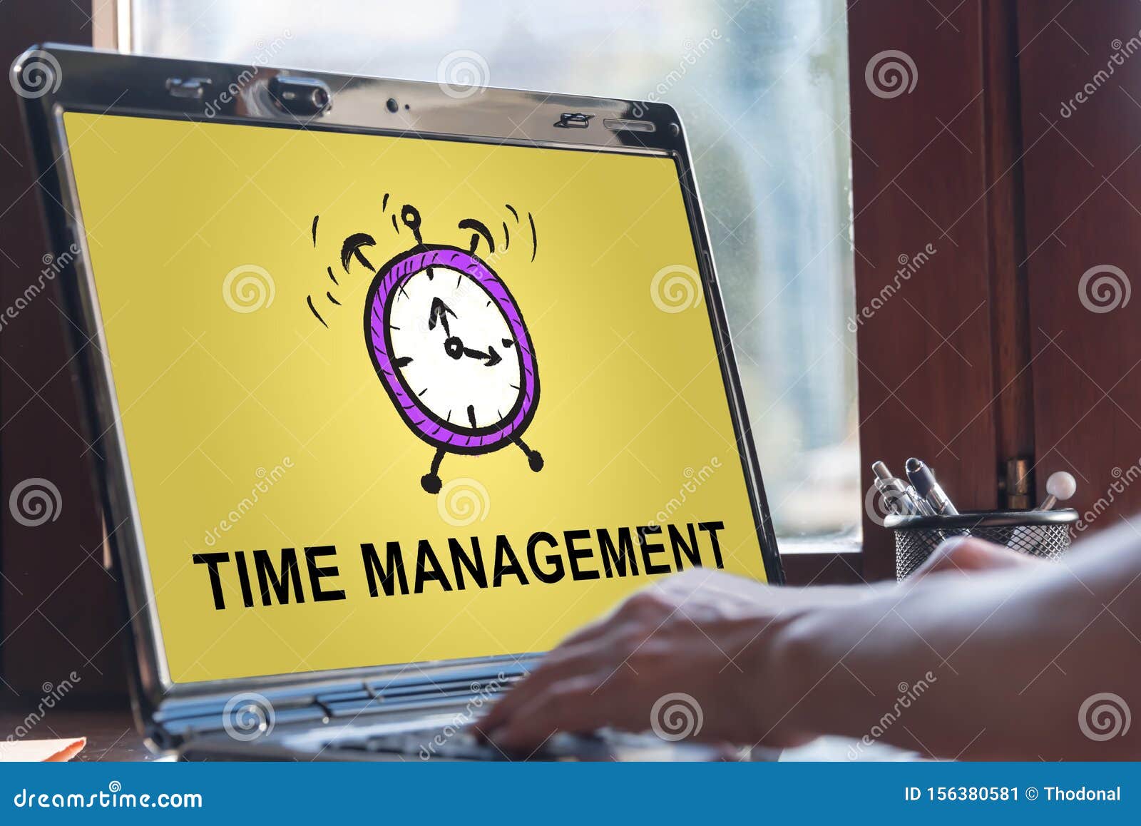 Time Management Concept on a Laptop Screen Stock Image - Image of ...
