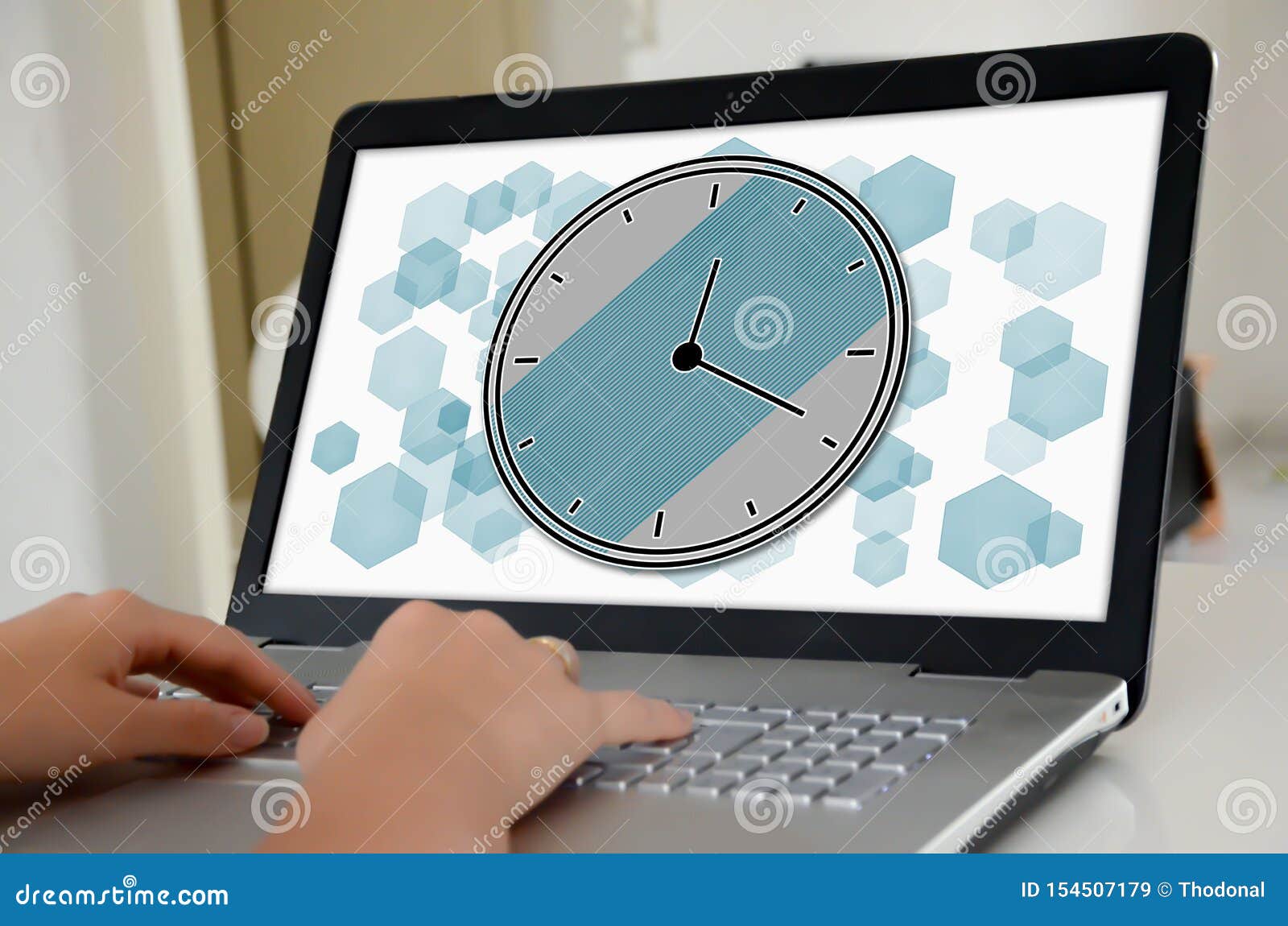 Time Management Concept on a Laptop Screen Stock Image - Image of hand ...