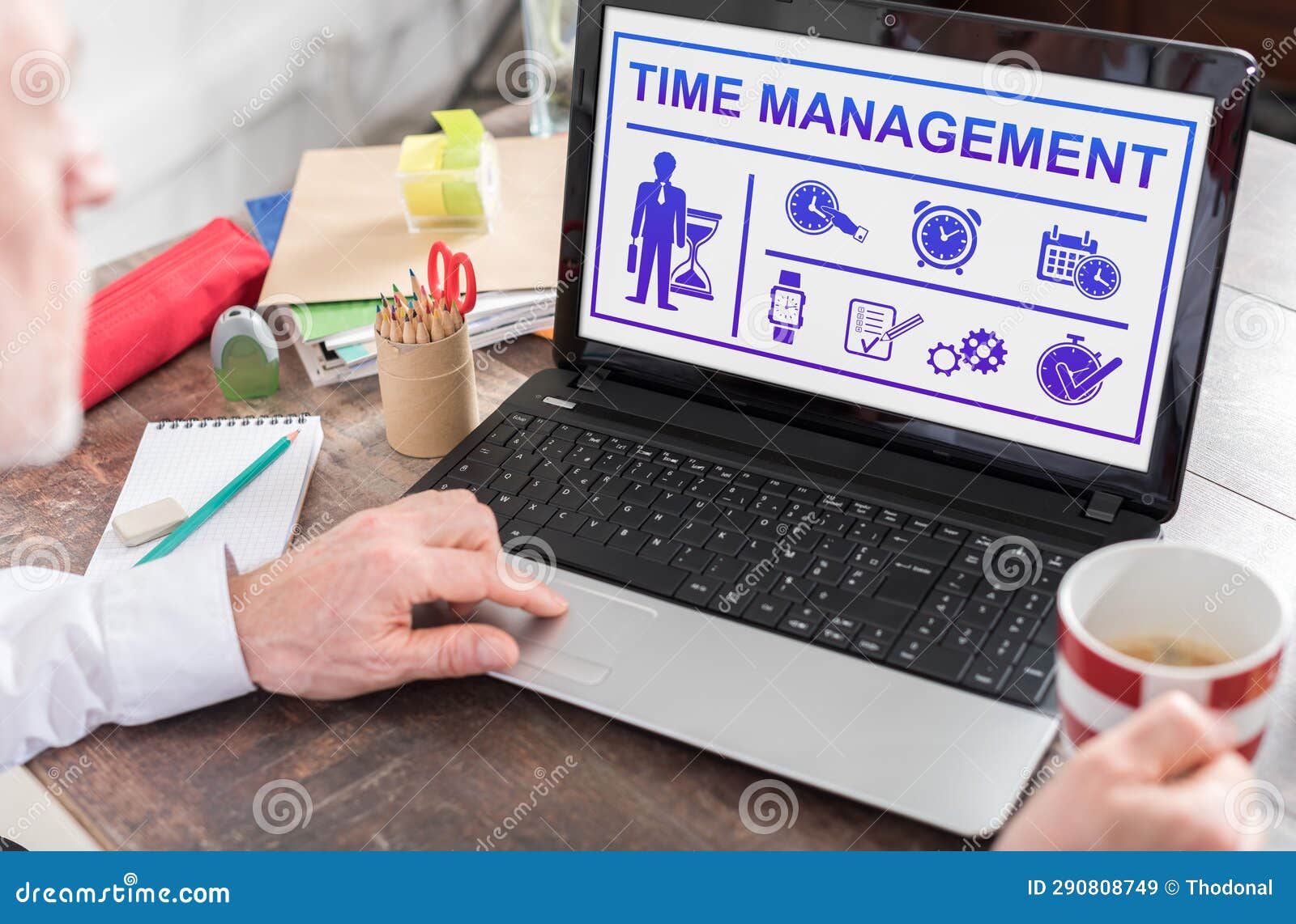 Time Management Concept on a Laptop Screen Stock Image - Image of ...