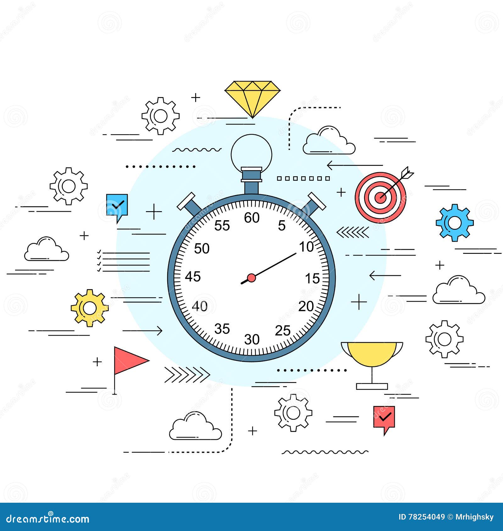 Time Management Concept Line Style Illustration Stock Vector ...