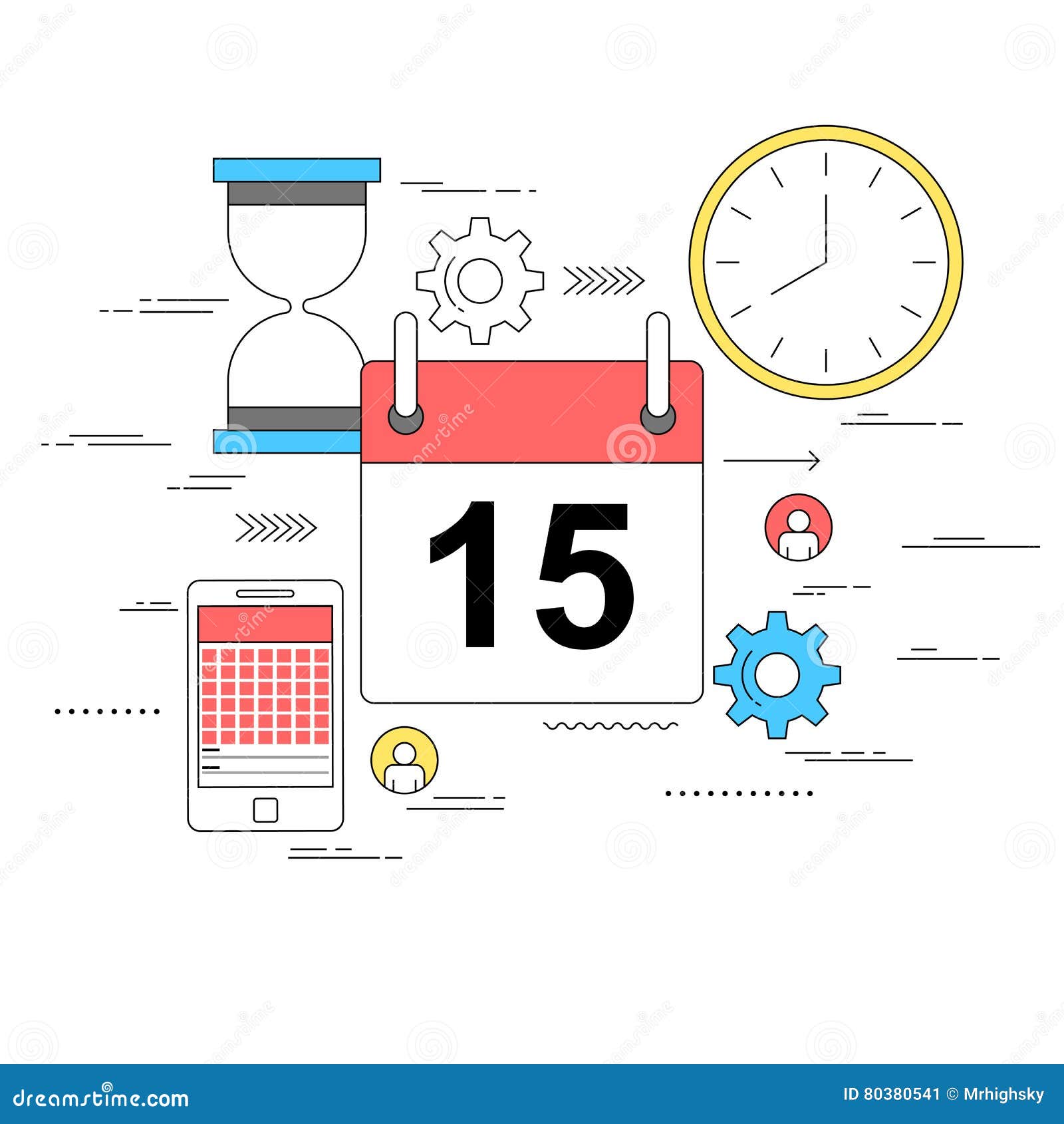 Time Management Concept Line Style Illustration Stock Vector ...
