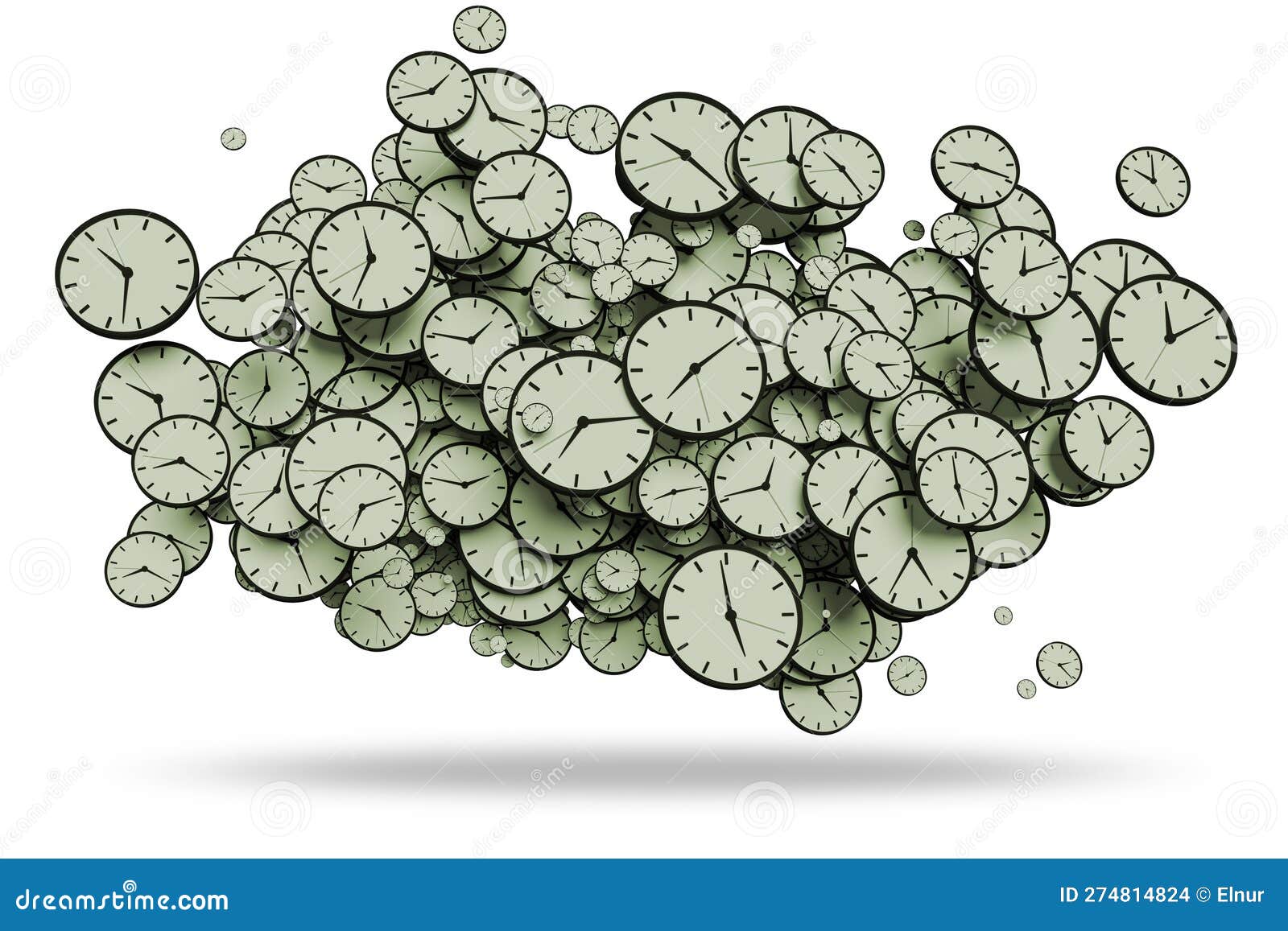 Time Management Concept with Many Clocks Stock Illustration ...