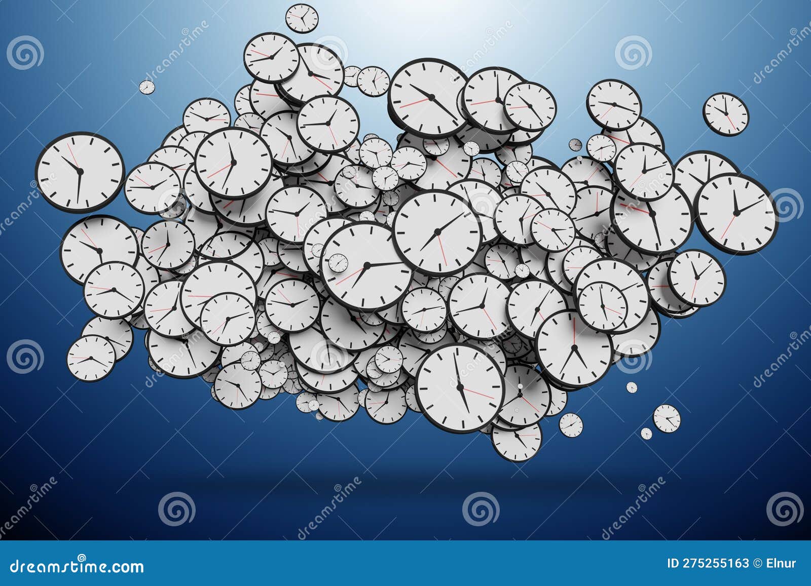 Time Management Concept with Many Clocks Stock Illustration ...