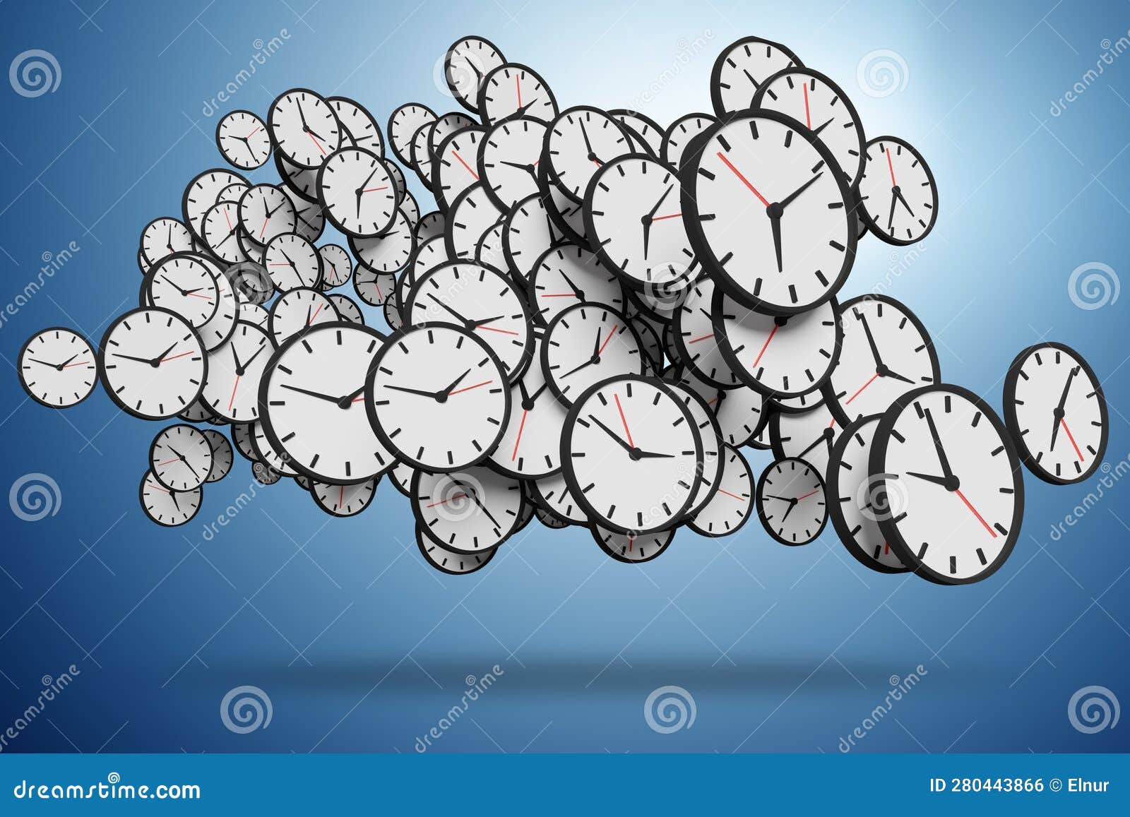 Time Management Concept with Many Clocks Stock Illustration ...