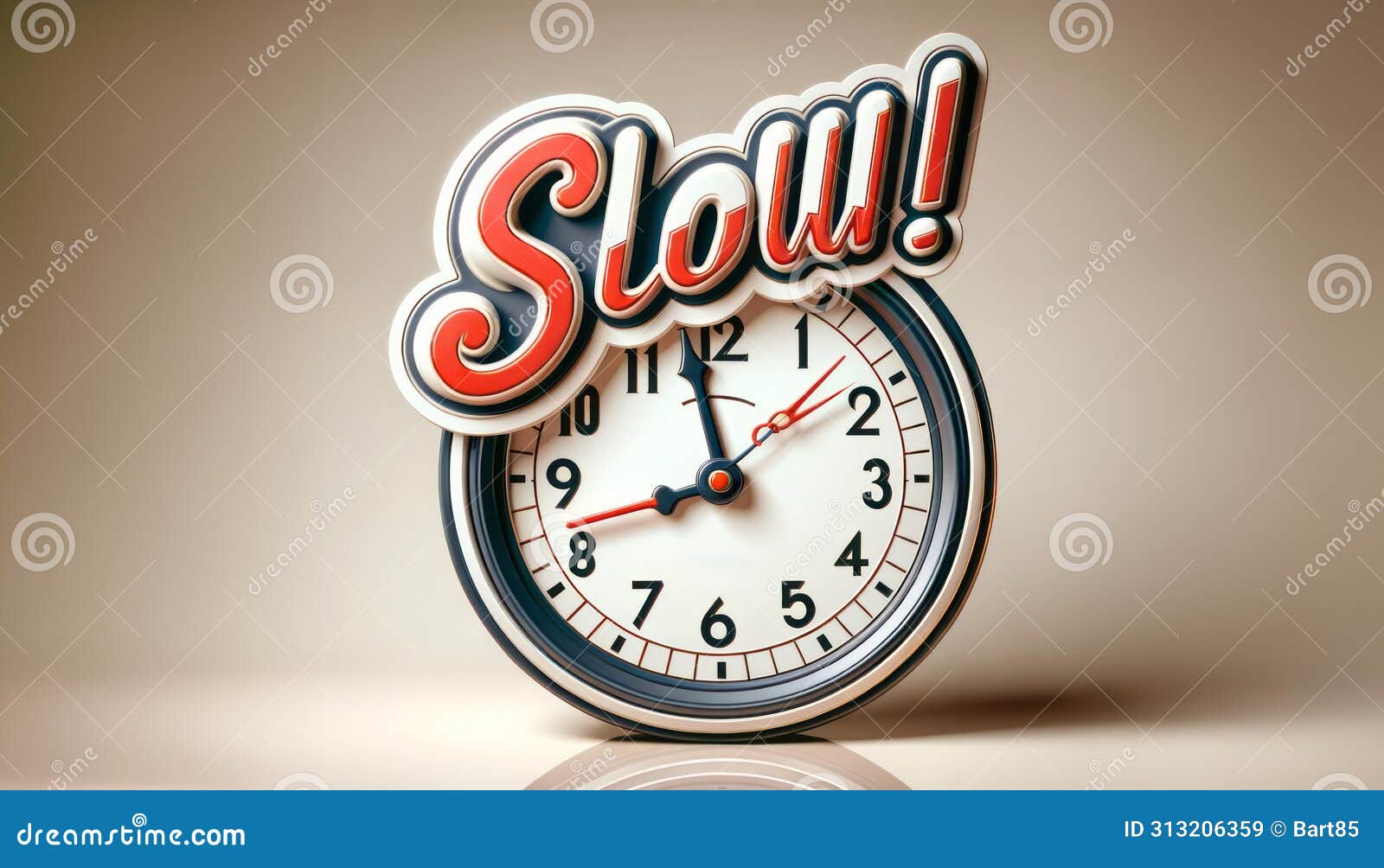 Time Management Concept SLOW DOWN! Text and Clock Illustration, Urging ...