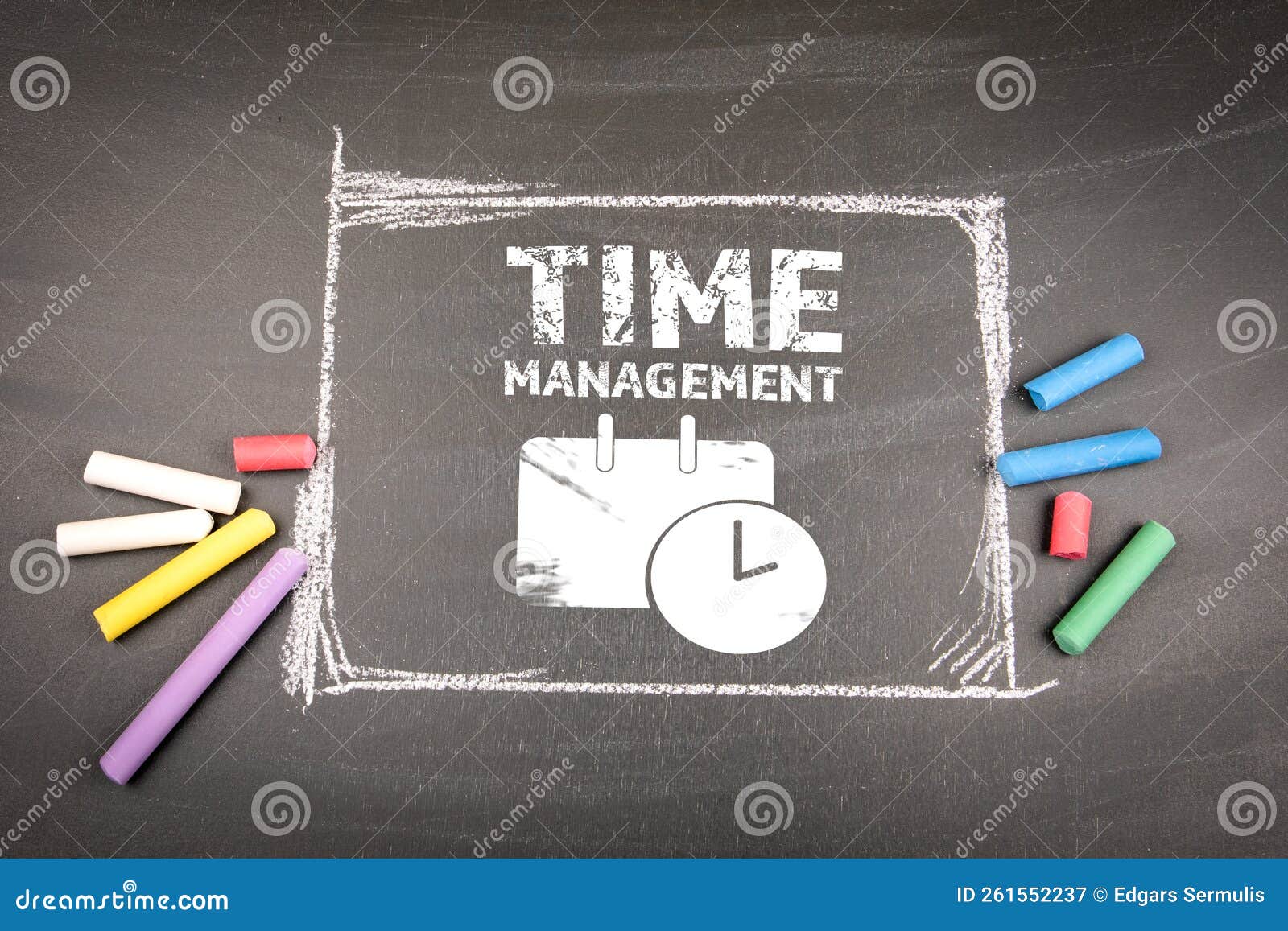 Time Management Concept. Text and Colored Pieces of Chalk on a ...