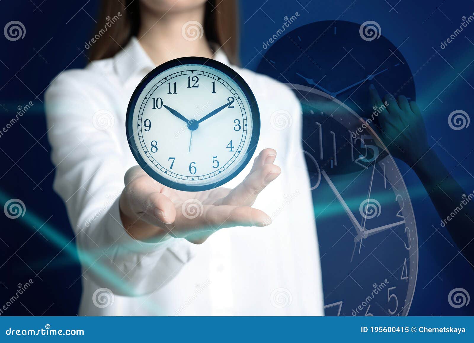 Time Management Concept. Woman with Clock, Closeup Stock Image - Image ...