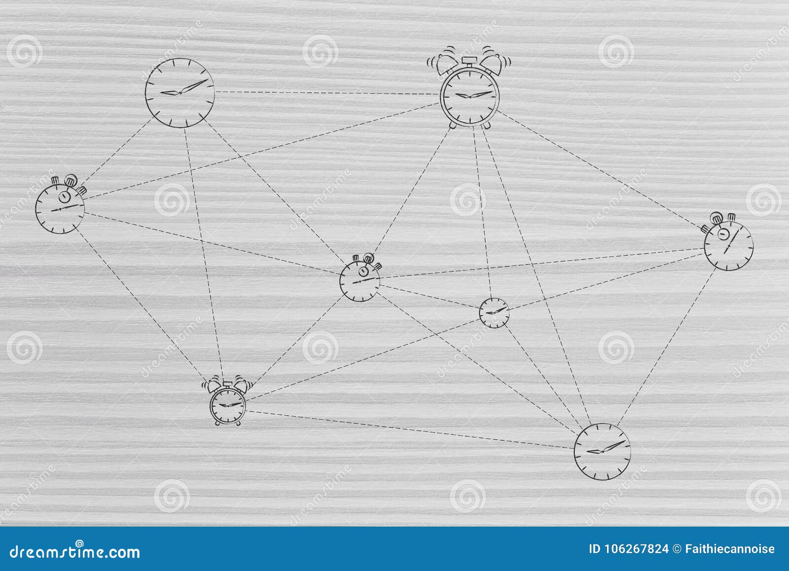 Network Made of Different Clocks and Alarms Connected by Dashed Stock ...