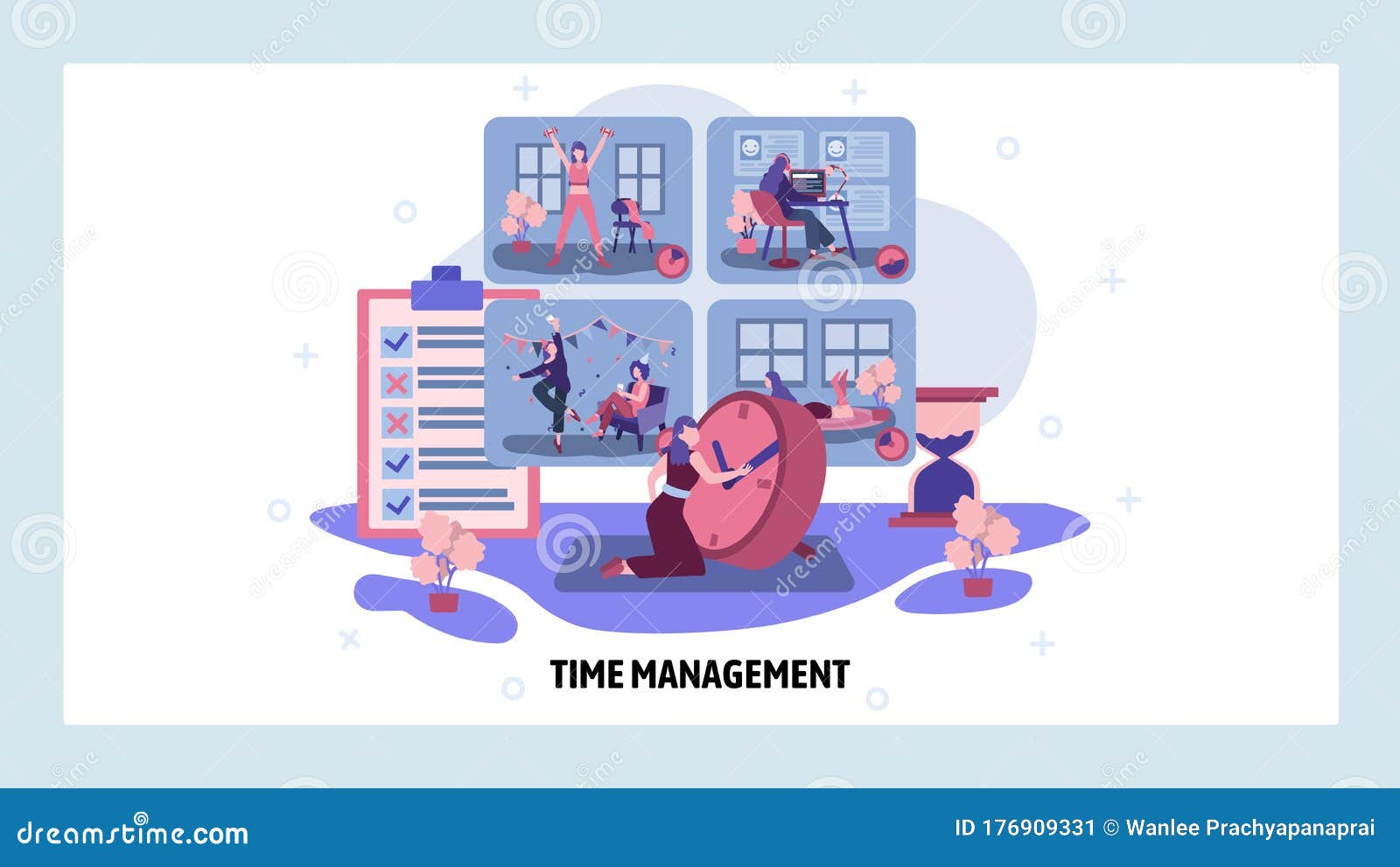 Time Management and Day Activity Schedule Concept. Morning, Daytime ...