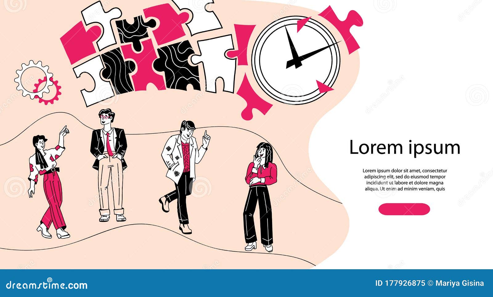 Time Management, Deadline and Effective Teamwork - Website Banner Stock ...