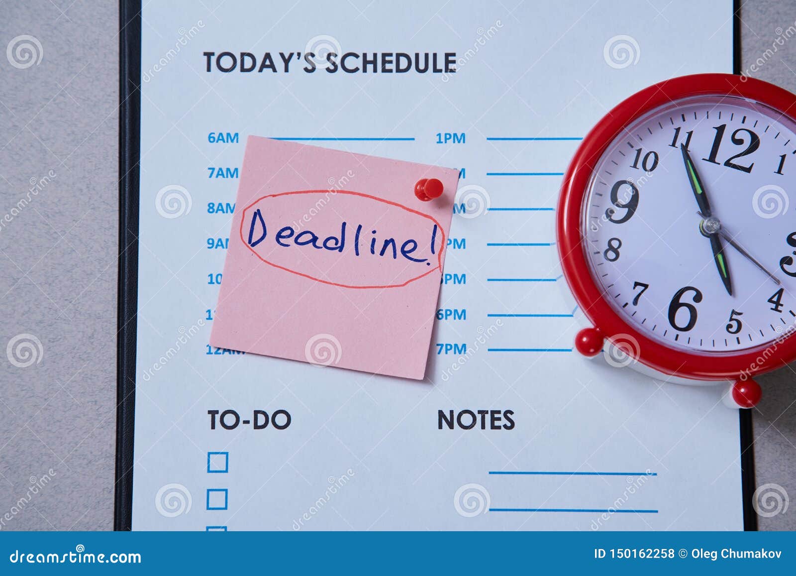 Time Management Deadline and Schedule Concept: Hand Made Clock on Grey ...