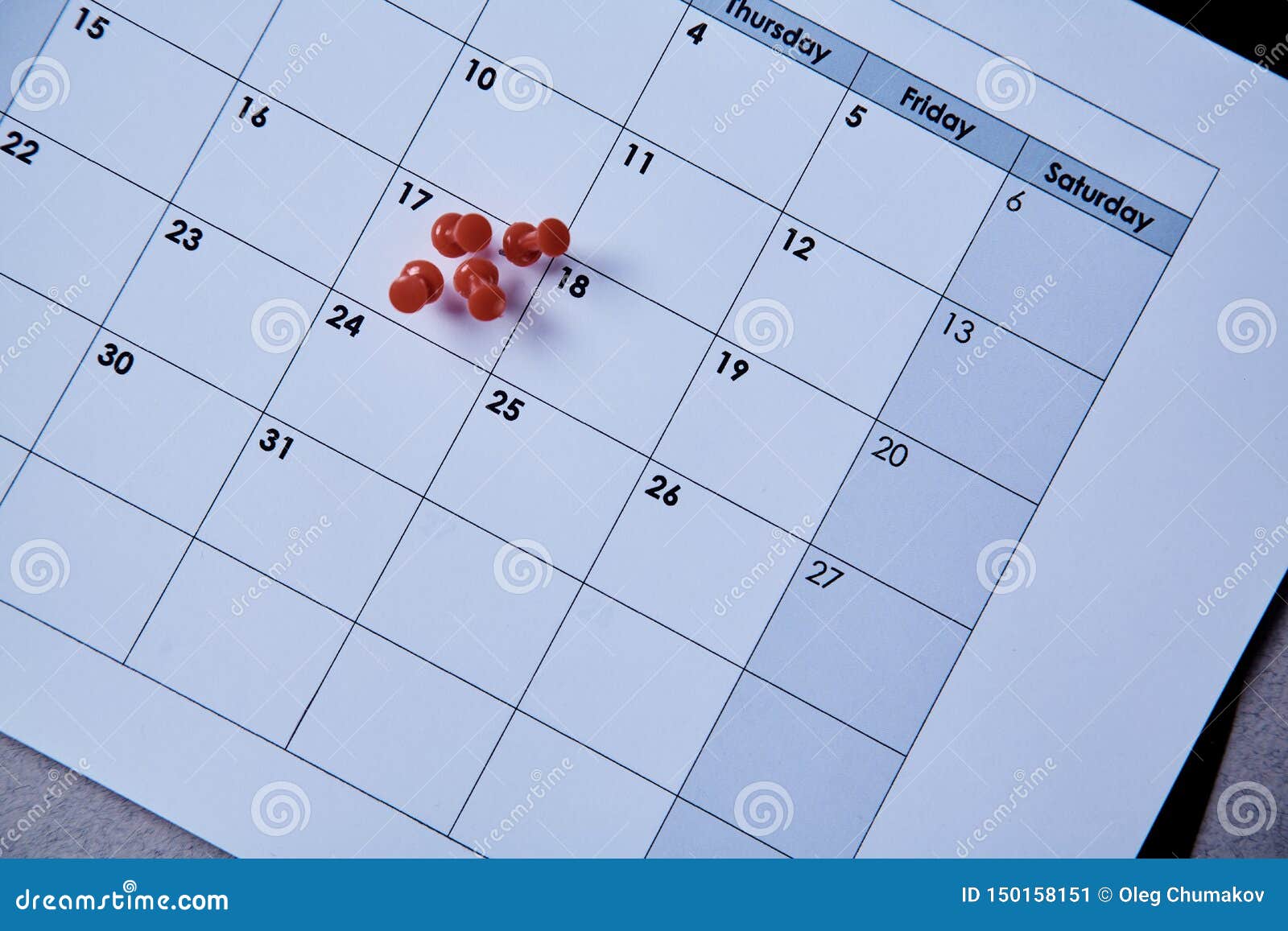 Time Management Deadline and Schedule Concept: Red Pushpins on Schedule ...