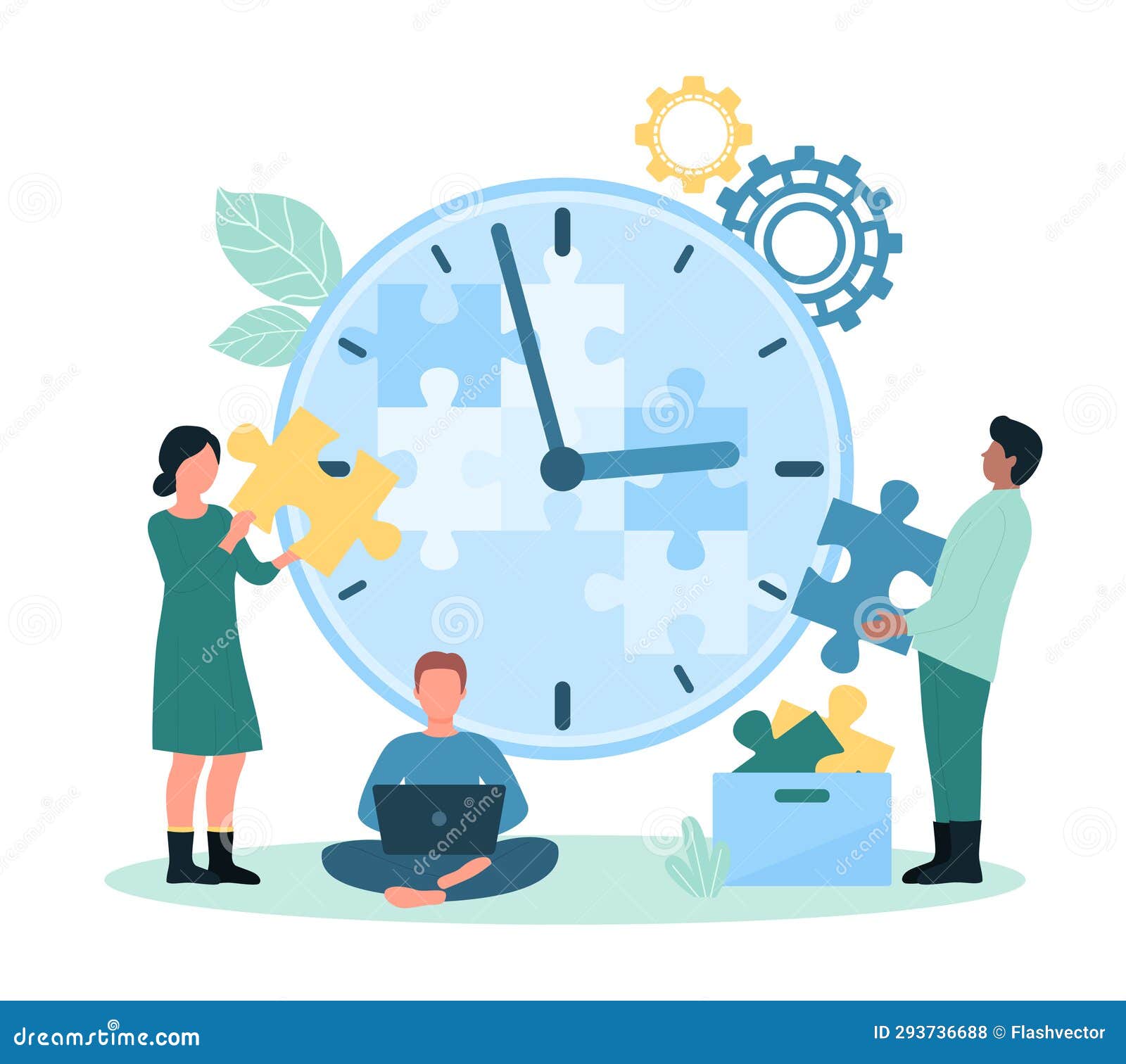 Time Management and Effective Teamwork, Tiny People Put Puzzle Pieces ...