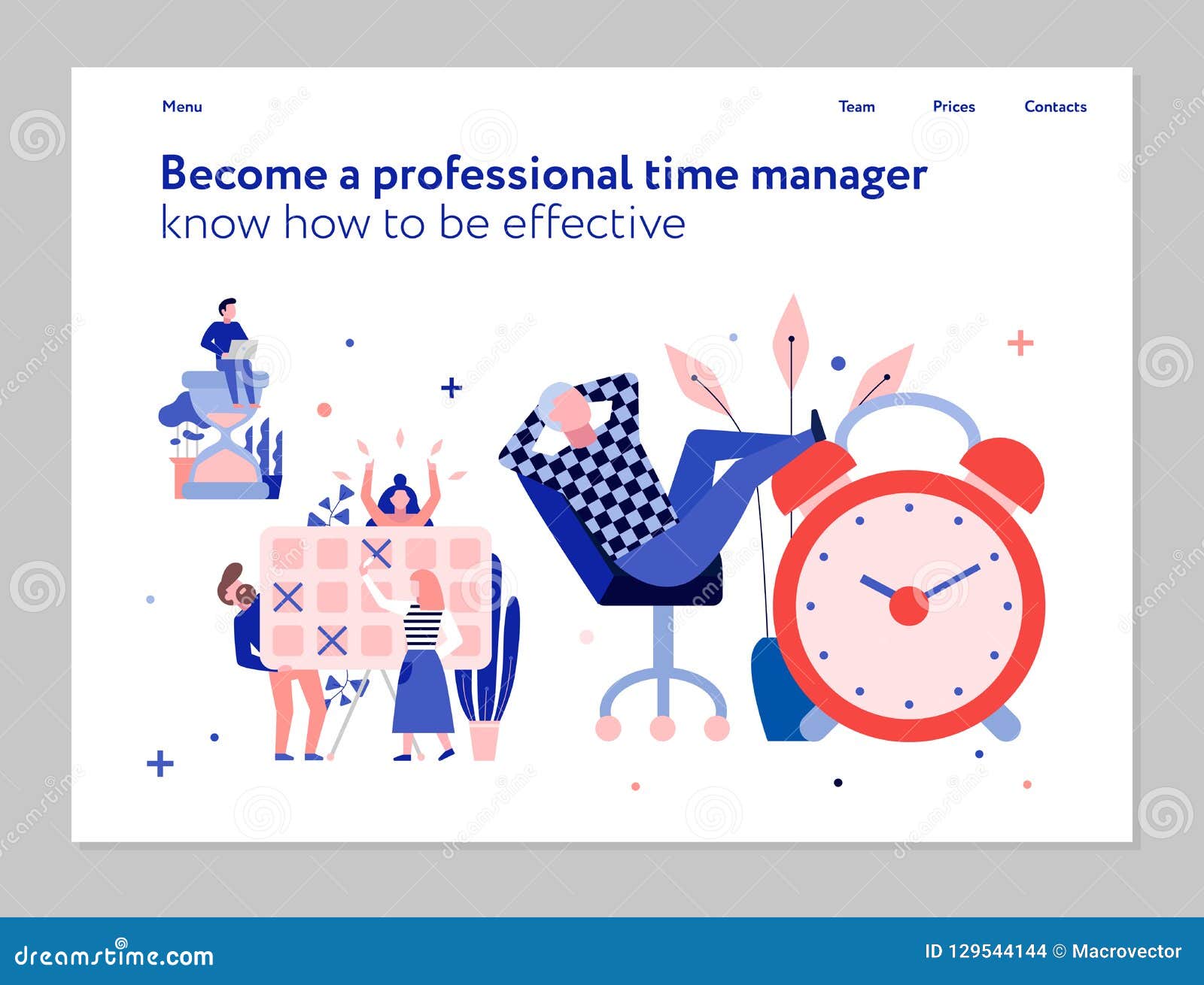 Time Management Flat Banner Stock Vector - Illustration of clock ...