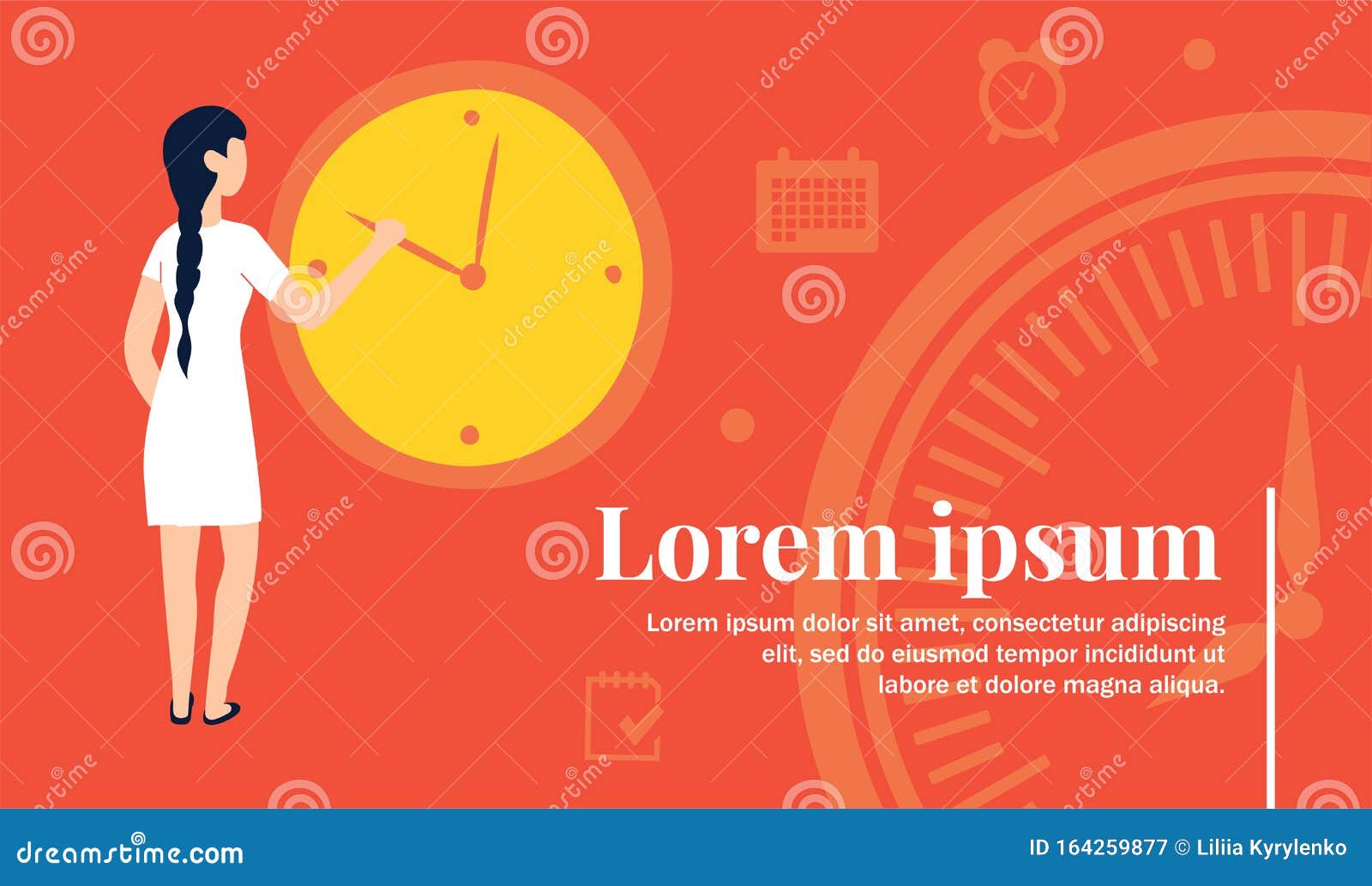 Time Management. the Girl Translates the Hands on the Clock Stock ...