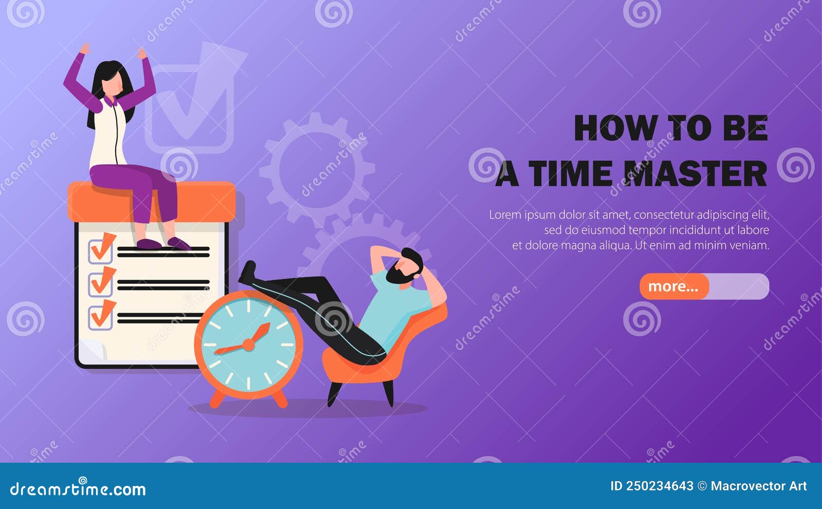Time Management Horizontal Banner Stock Vector - Illustration of clock ...