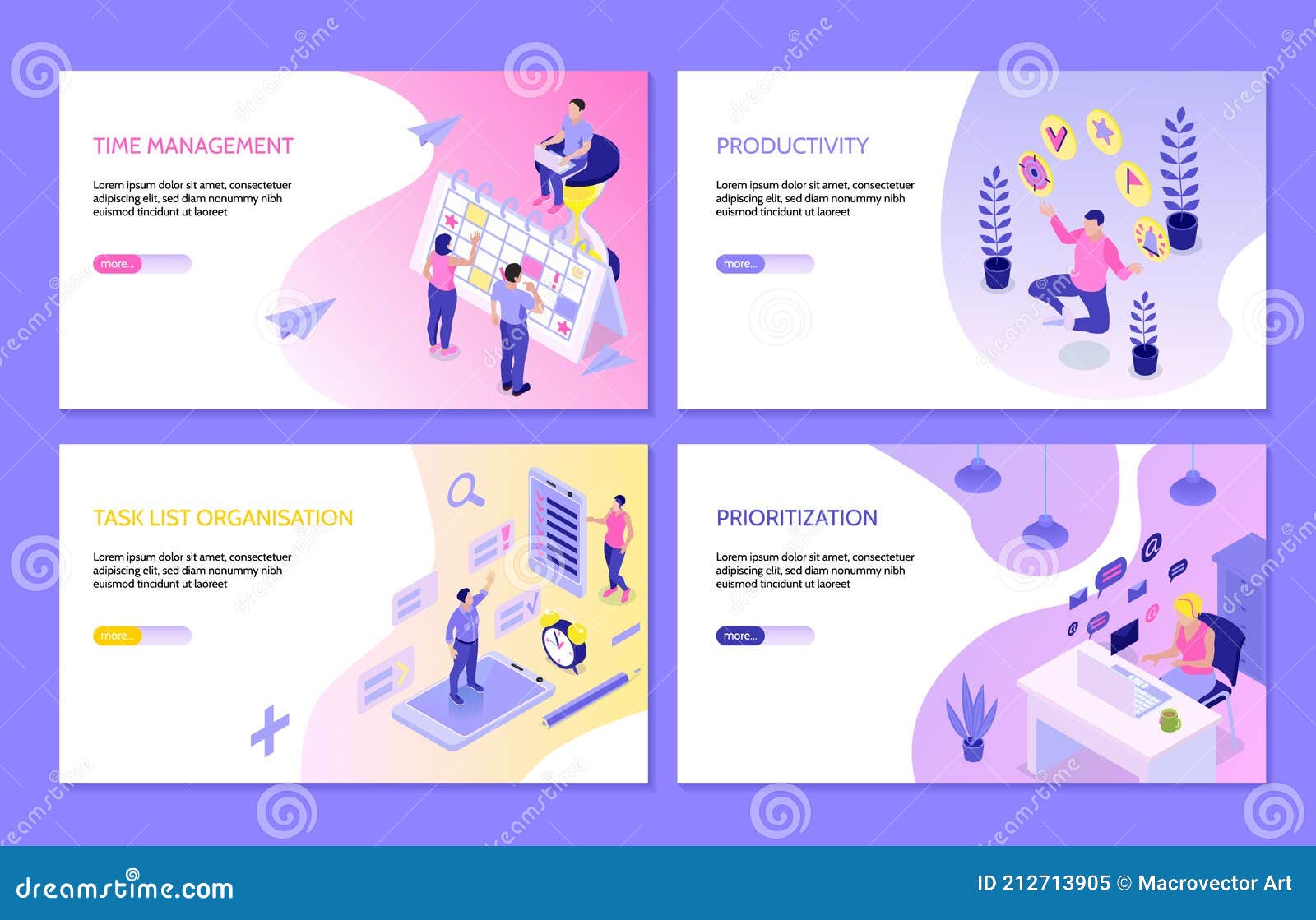 Time Management Horizontal Banners Stock Vector - Illustration of ...