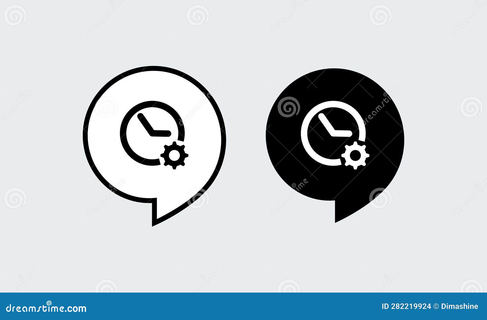 Time Management Icon. Clock with Cog Wheel Concept Study, Process,work ...