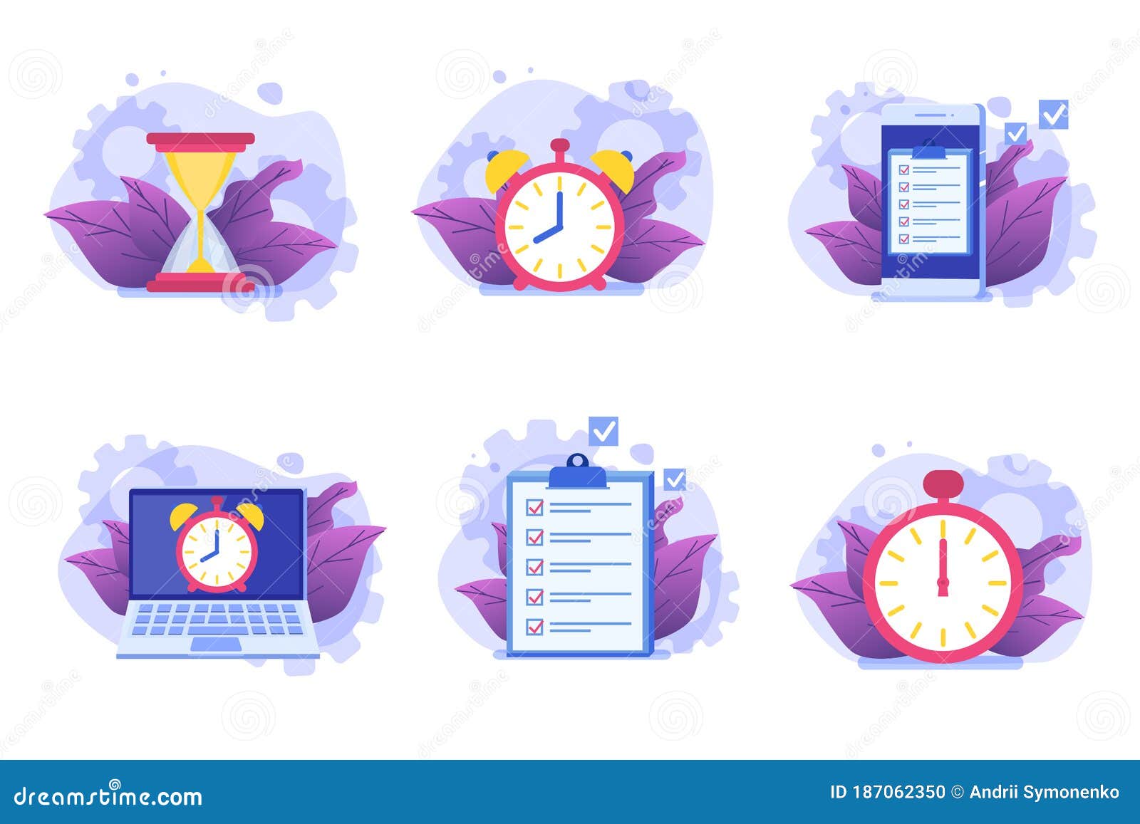 Time Management Icon Set, Business Scheduling App. Stock Vector ...