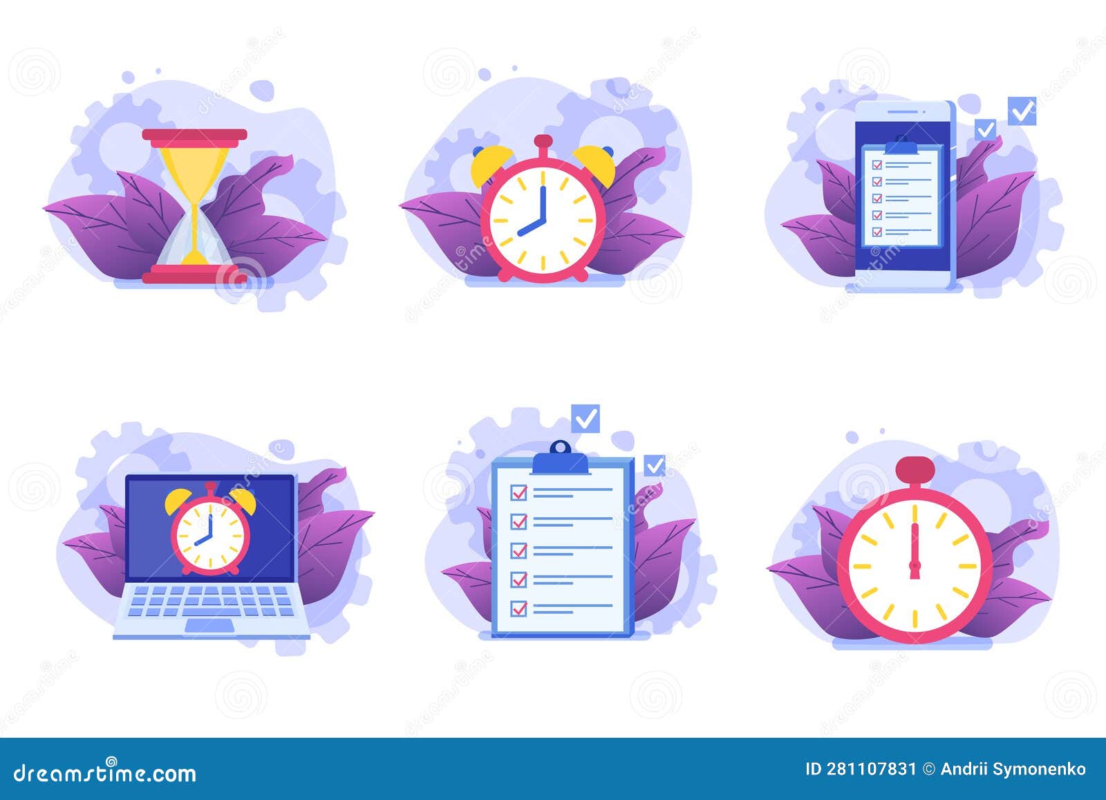 Time Management Icon Set, Business Scheduling App. Stock Vector ...