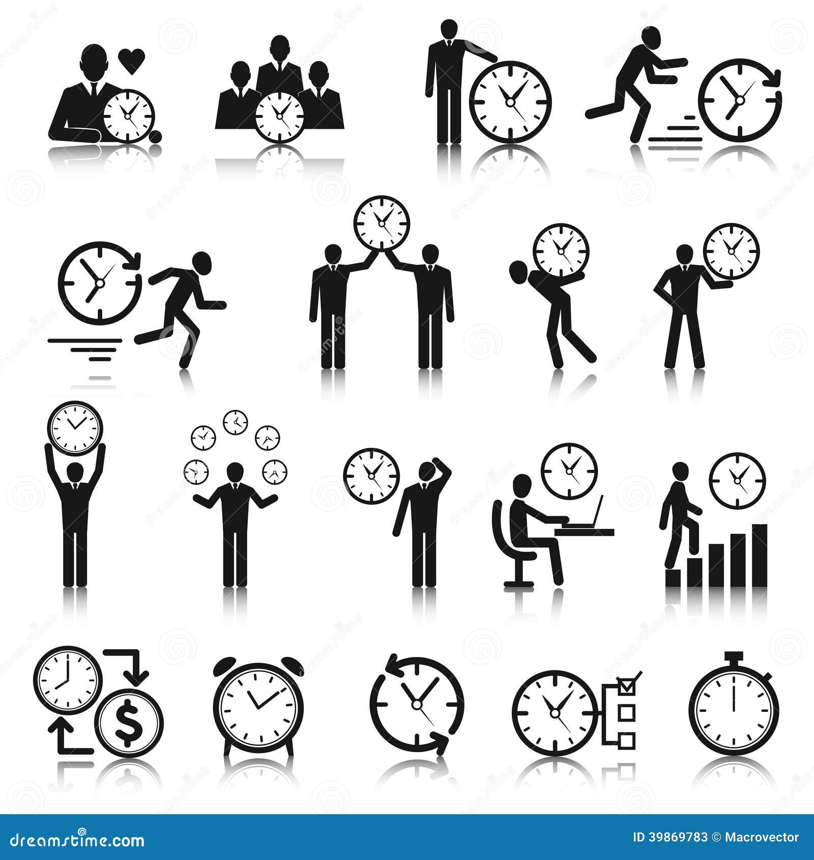Time Management Icons Set stock vector. Illustration of leadership ...