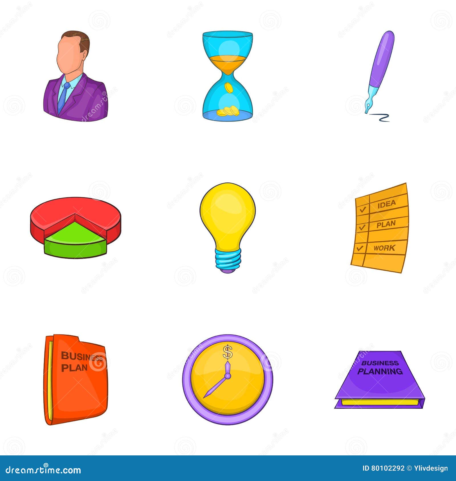 Time Management Icons Set, Cartoon Style Stock Vector - Illustration of ...