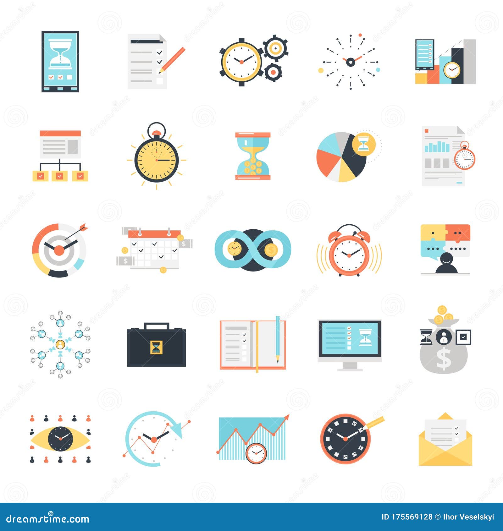 Time Management Icons Set stock vector. Illustration of concept - 175569128