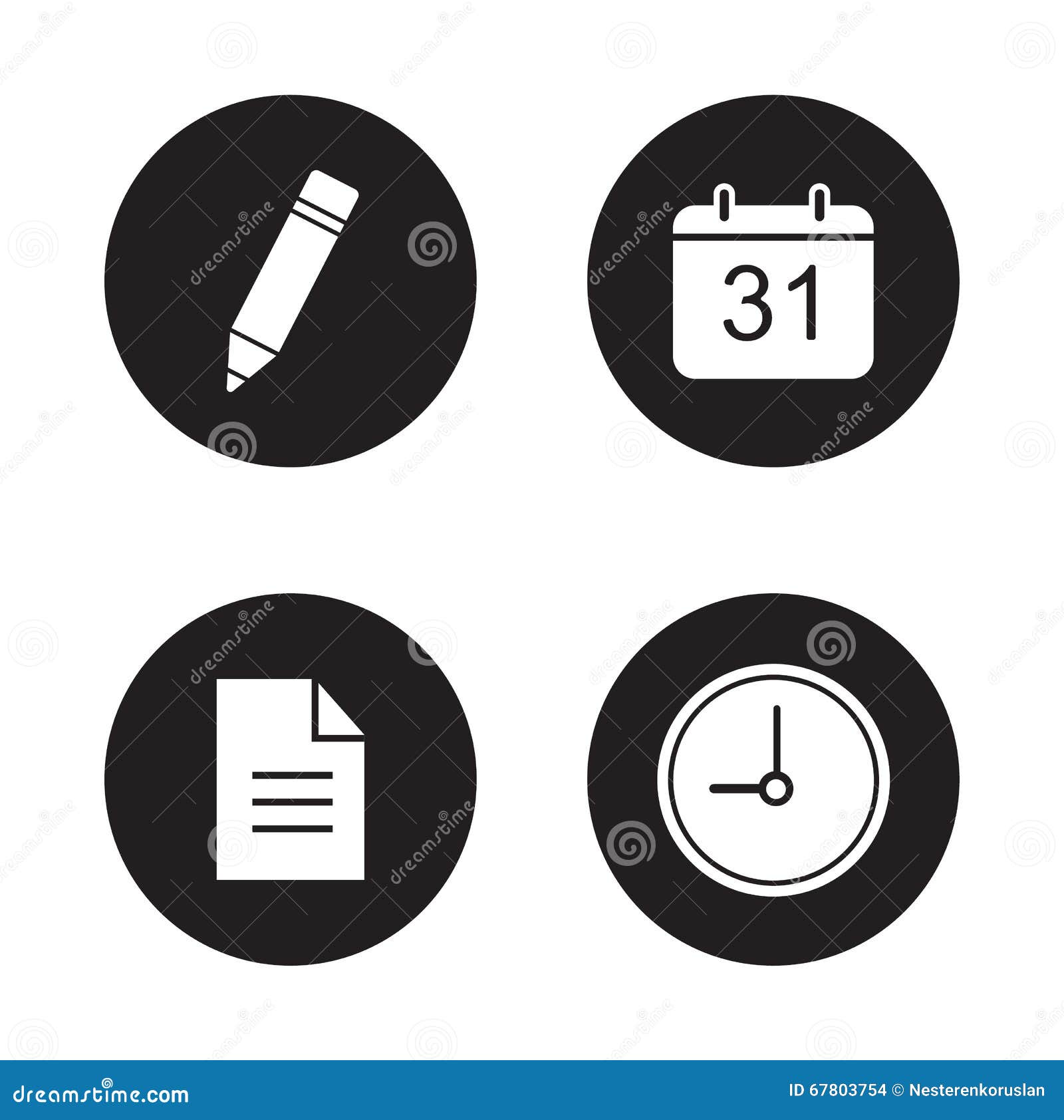 Time management icons set stock vector. Illustration of page - 67803754