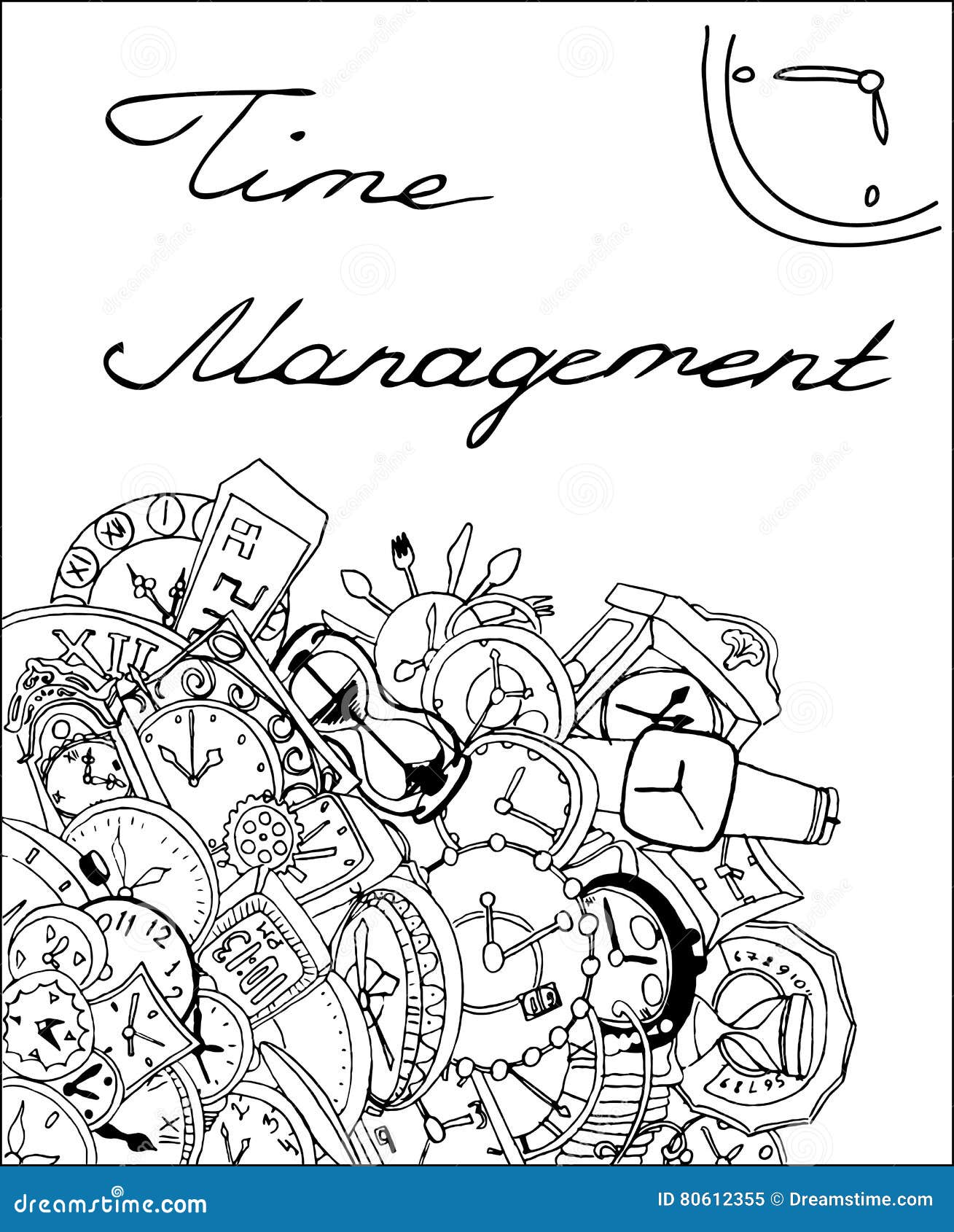 Time Management Illustration, Clocks Doodle Stock Vector - Illustration ...