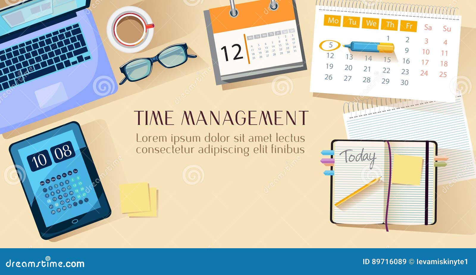 Time Management Illustration Stock Vector - Illustration of paperwork ...