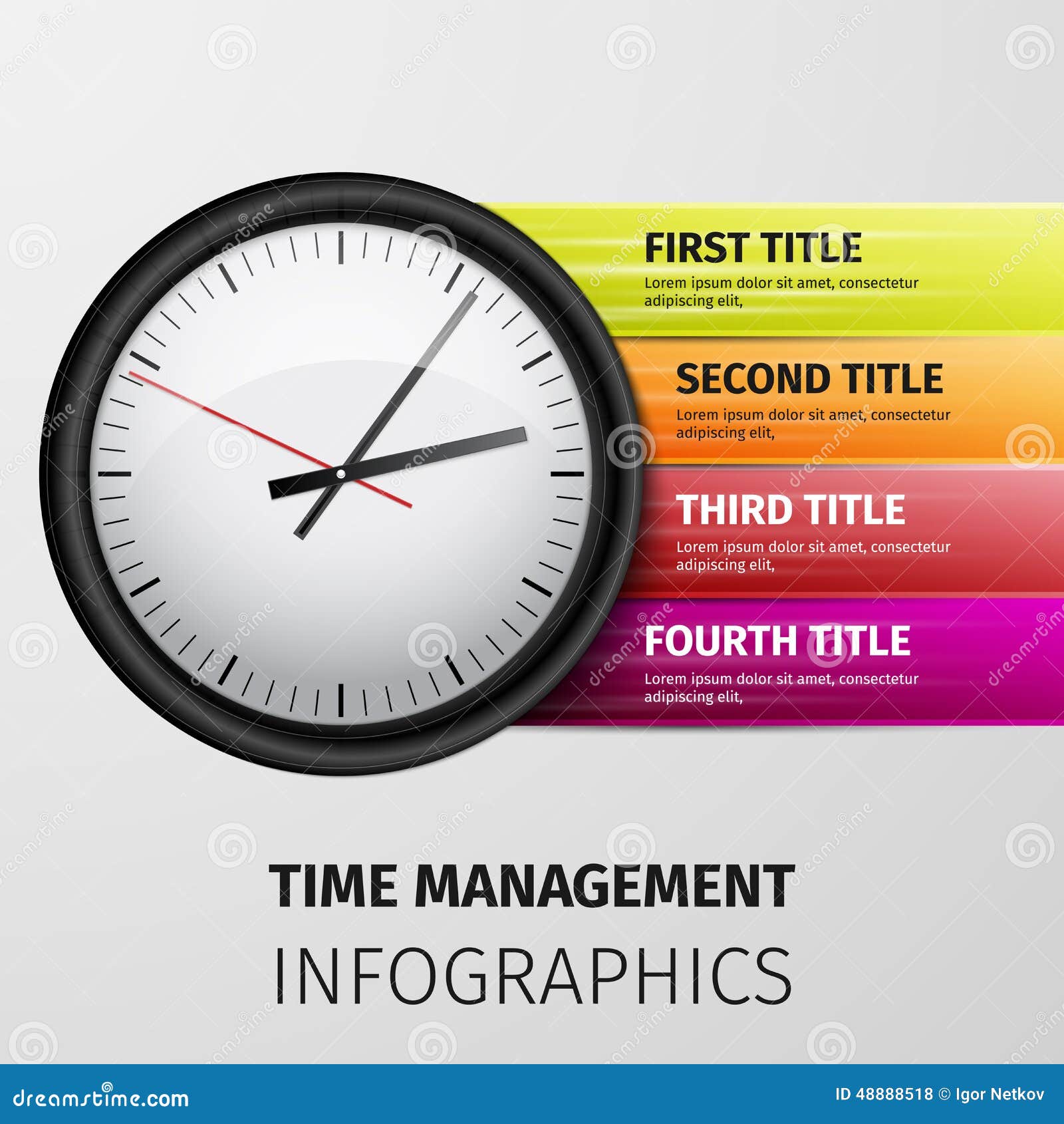 Time Management Infographics Stock Vector - Illustration of bell, ring ...