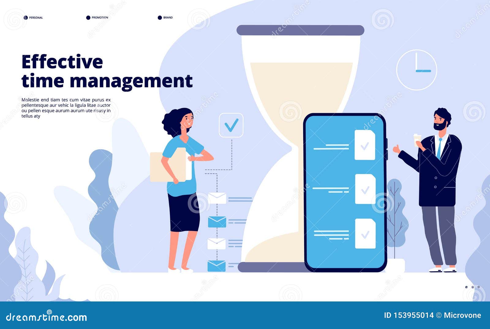 Time Management Landing. Effective Business Planning, Successful ...