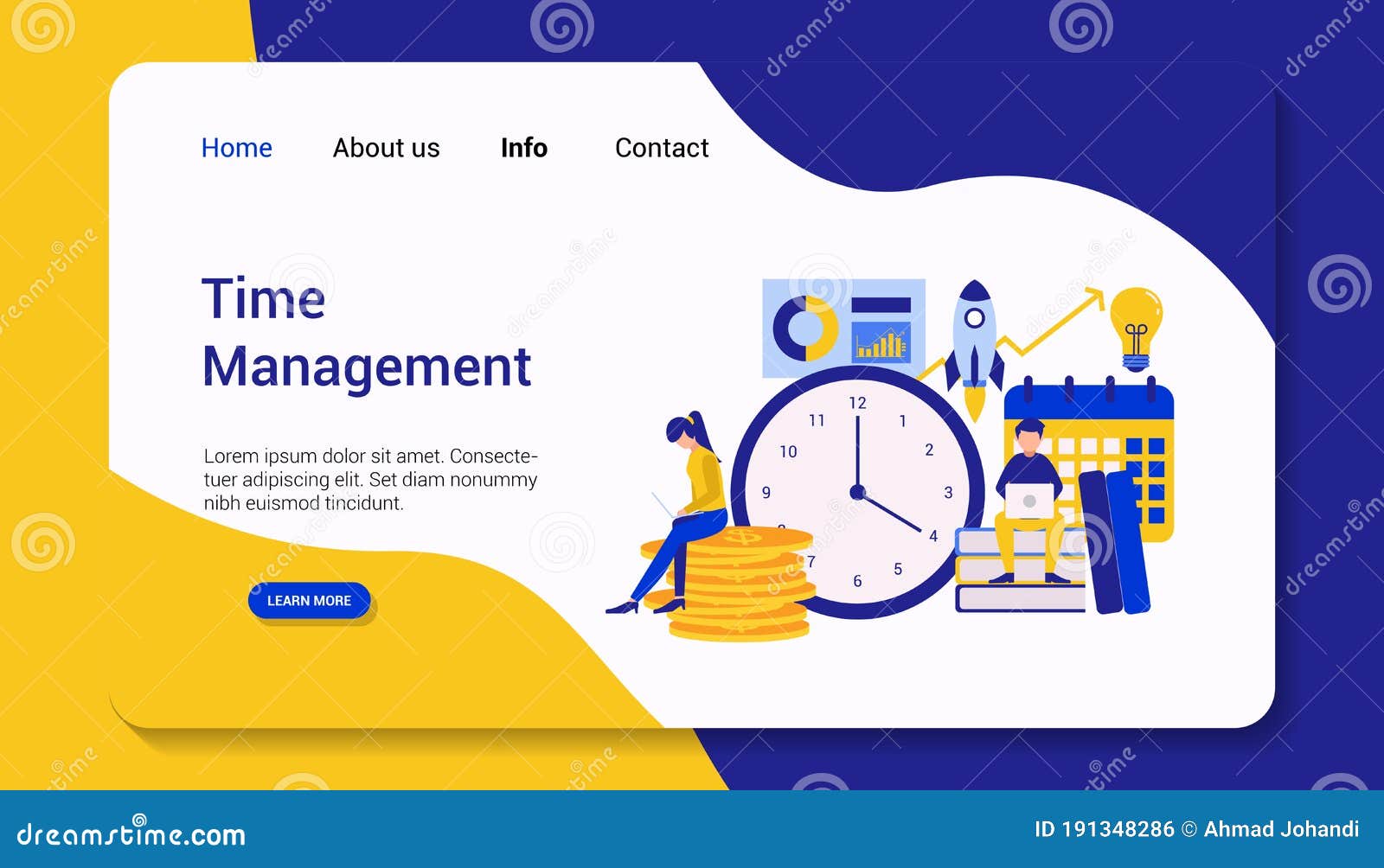 Time Management Landing Page Graphic Design Illustration Stock Vector ...